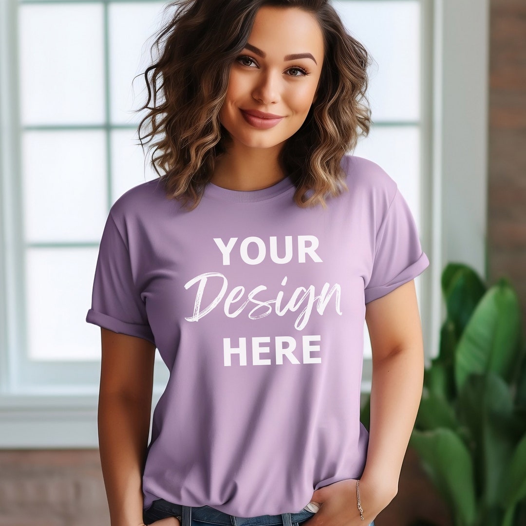 Heather Orchid Bella Canvas 3001 Mockup, Bella Canvas Mockup, Heather ...