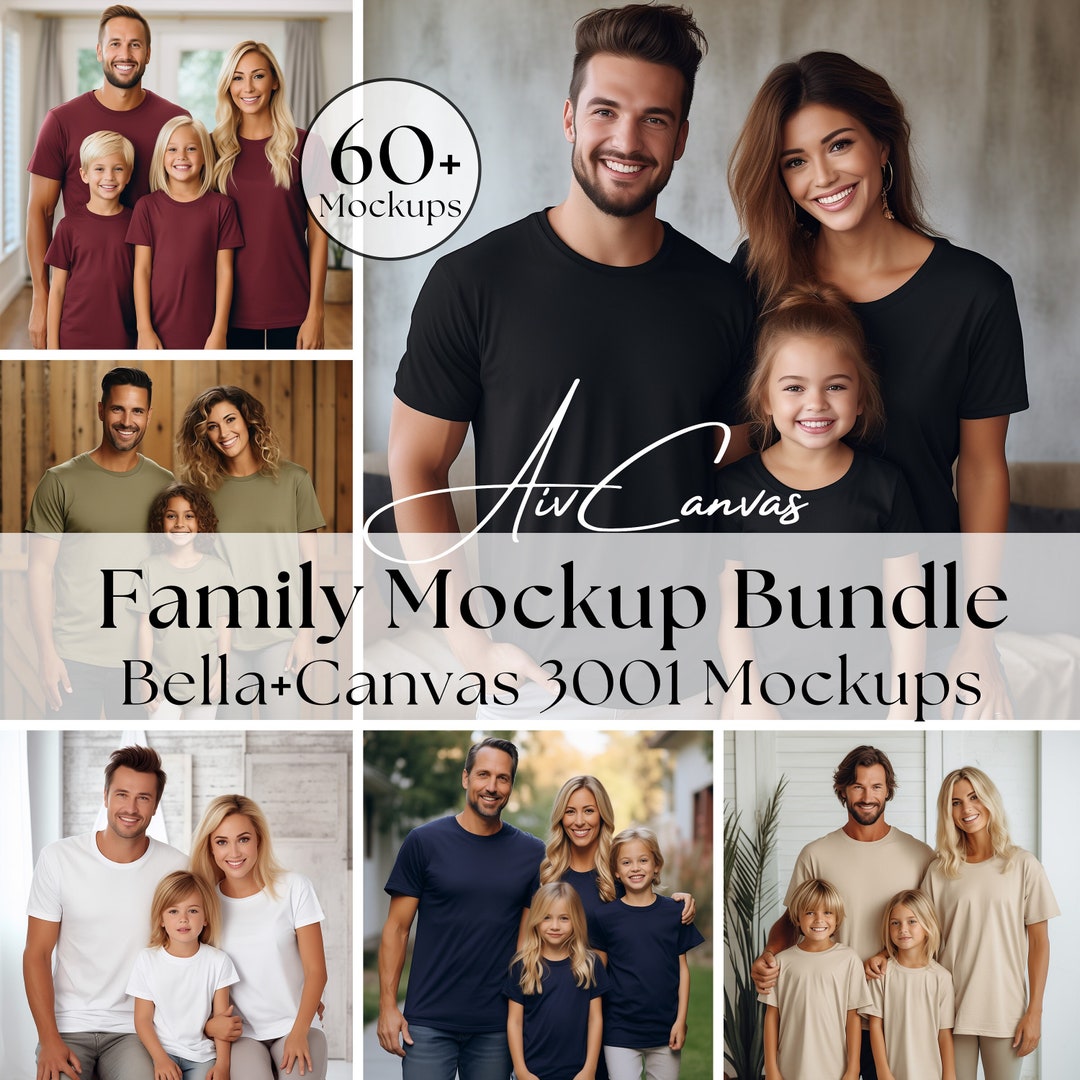 Bella Canvas 3001 Family Mockup Bundle, Family Tshirt Mockup, 3001 ...