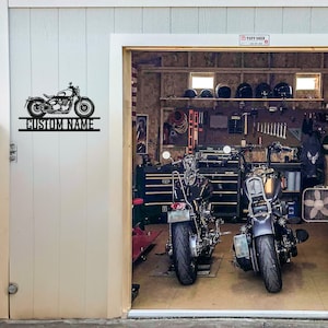 Custom Bobber Garage Signs - Personalized Motorcycle Named Wall Art ...