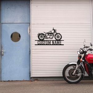 Custom Bobber Garage Signs - Personalized Motorcycle Named Wall Art ...