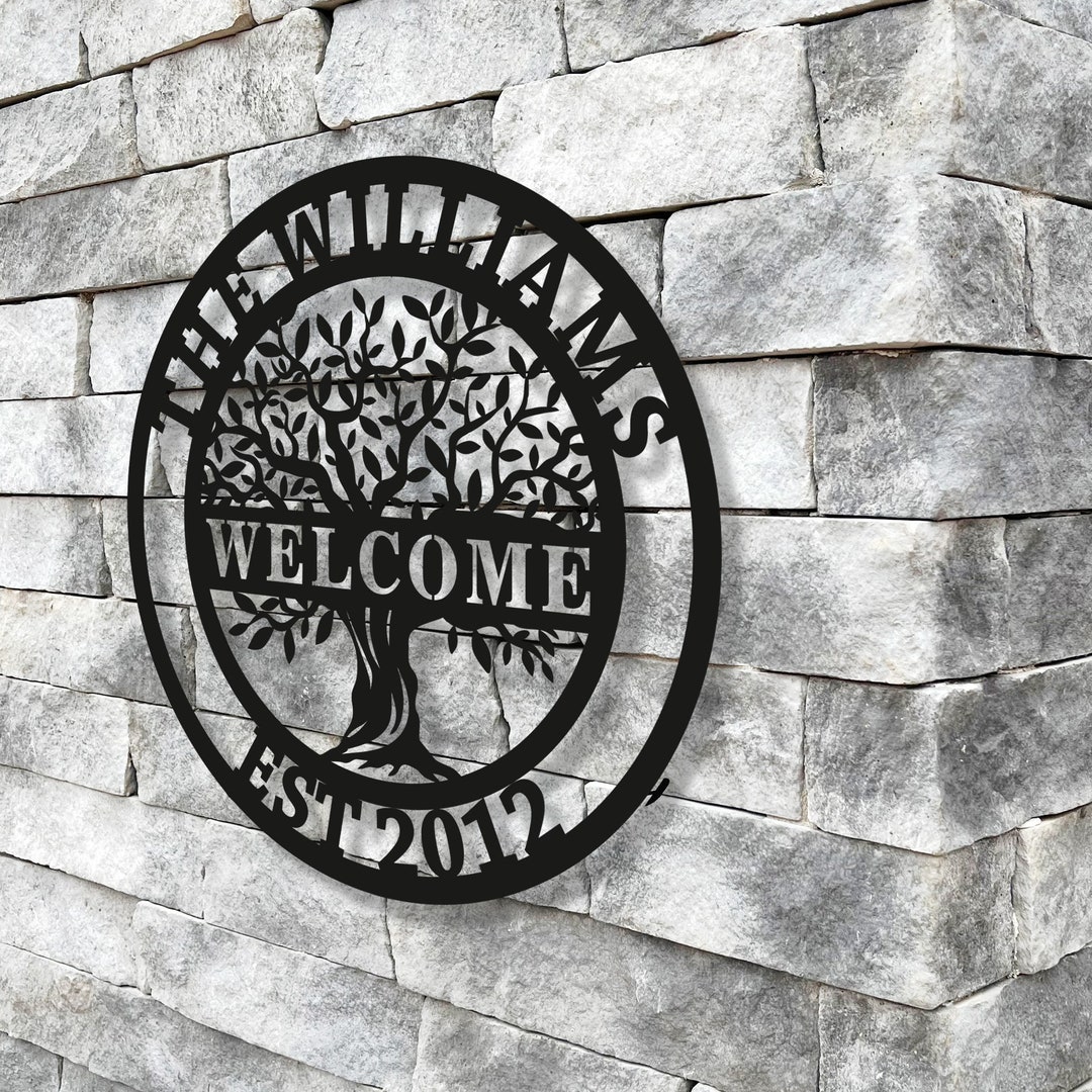 Custom Welcome Family Tree of Life Name Sign - Personalized Metal Wall ...
