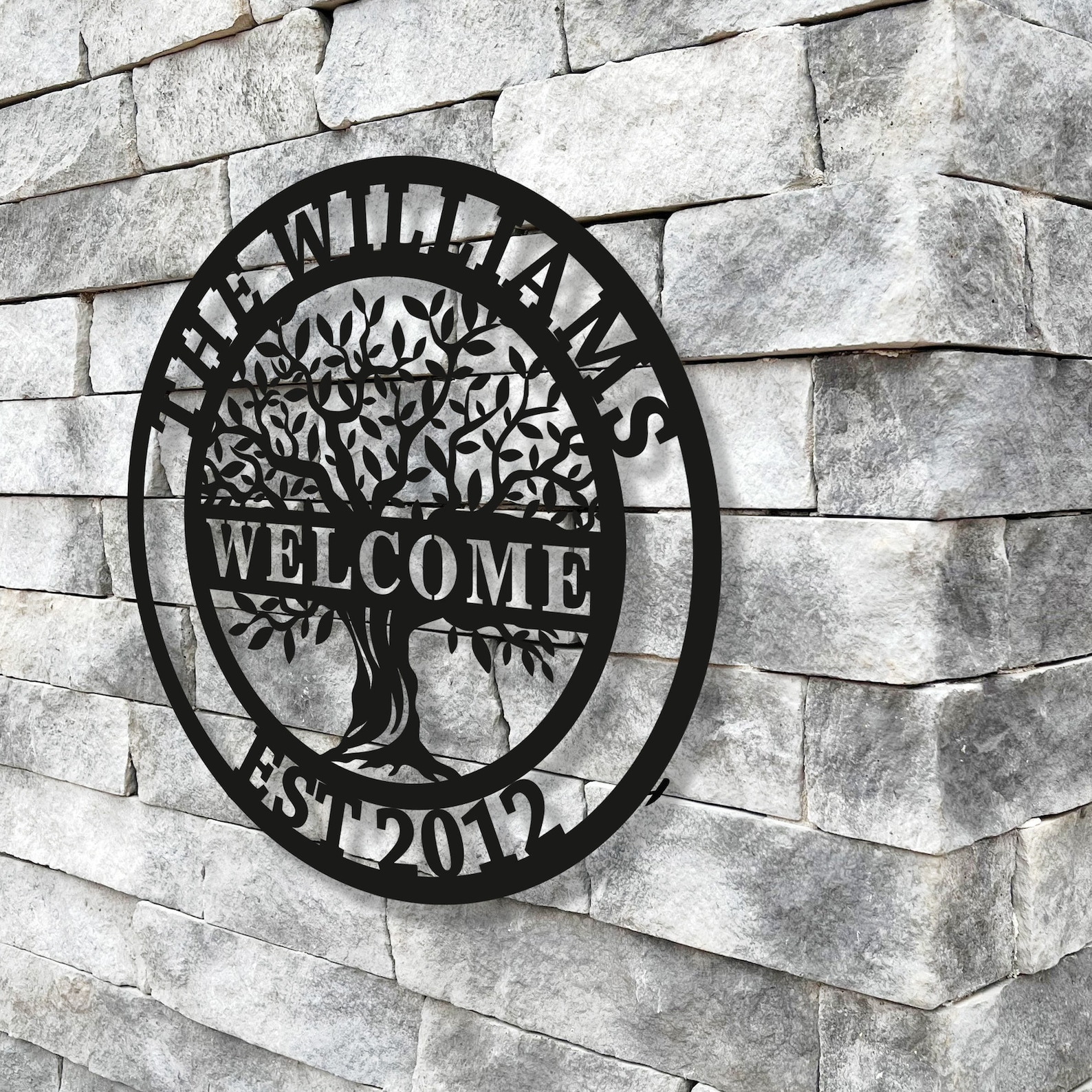 Custom Welcome Family Tree of Life Name Sign Personalized Metal Wall ...