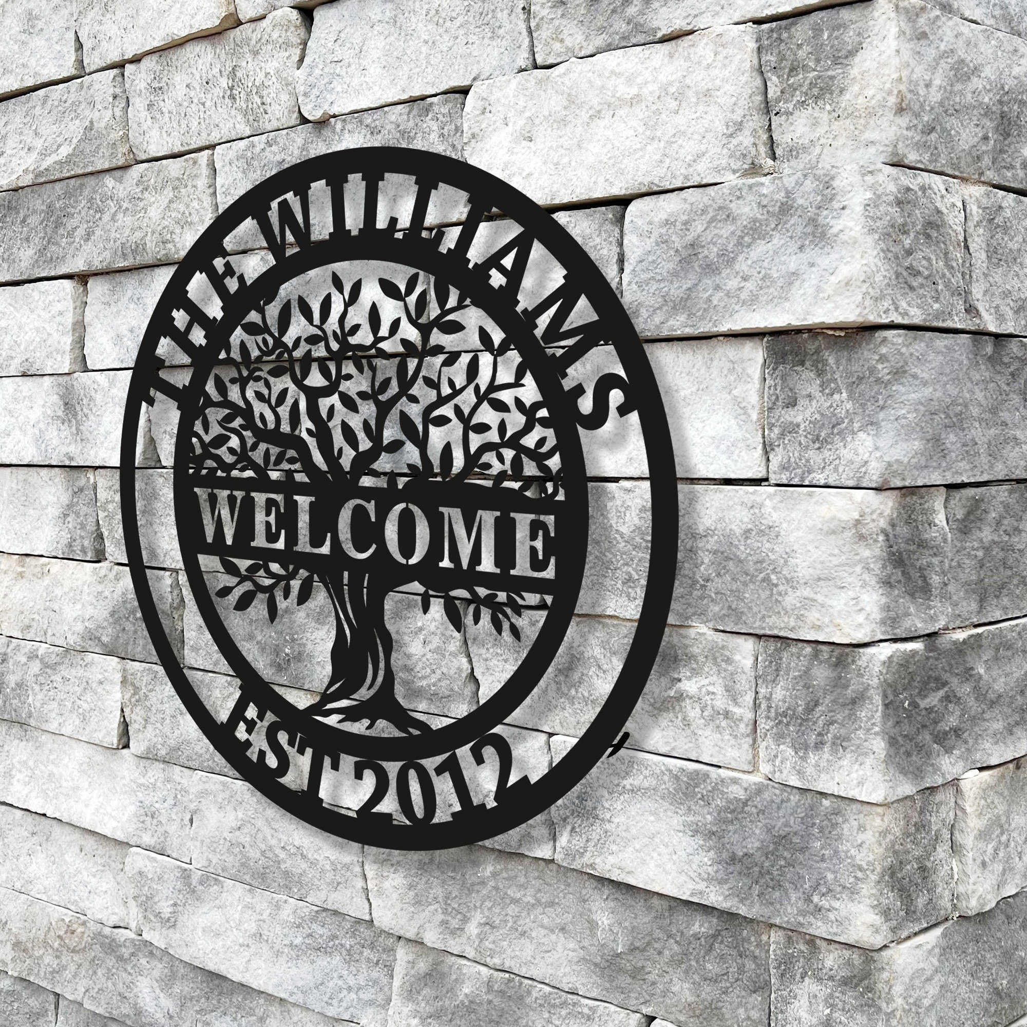 Custom Welcome Family Tree of Life Name Sign Personalized Metal Wall ...