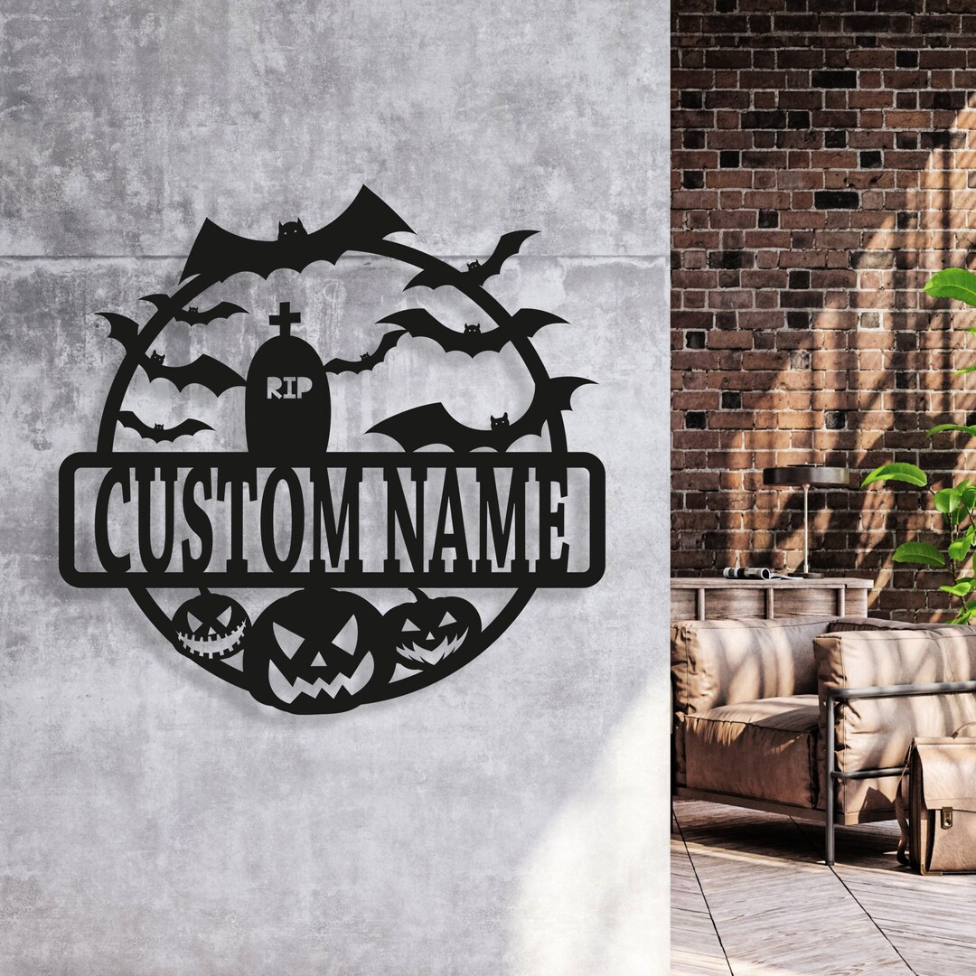 Customizable Rip Halloween Sign Custom Named Black Metal Sign Halloween ...
