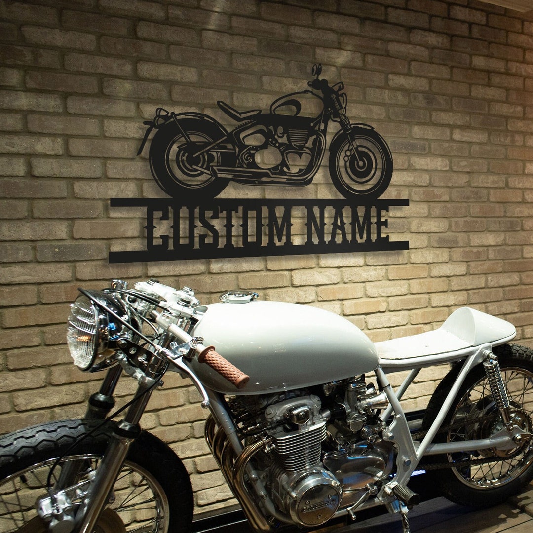 Custom Bobber Garage Signs - Personalized Motorcycle Named Wall Art ...