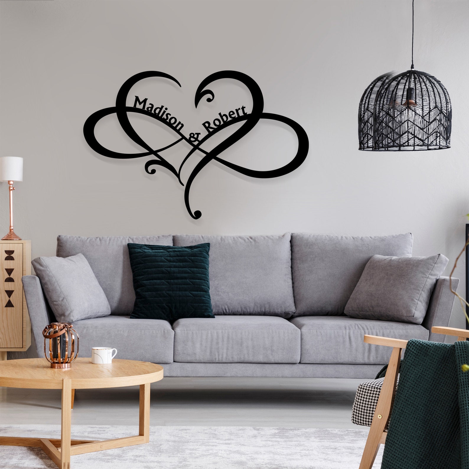 Customizable Love Heart Metal Signs - Personalized Couple Names Decor ...