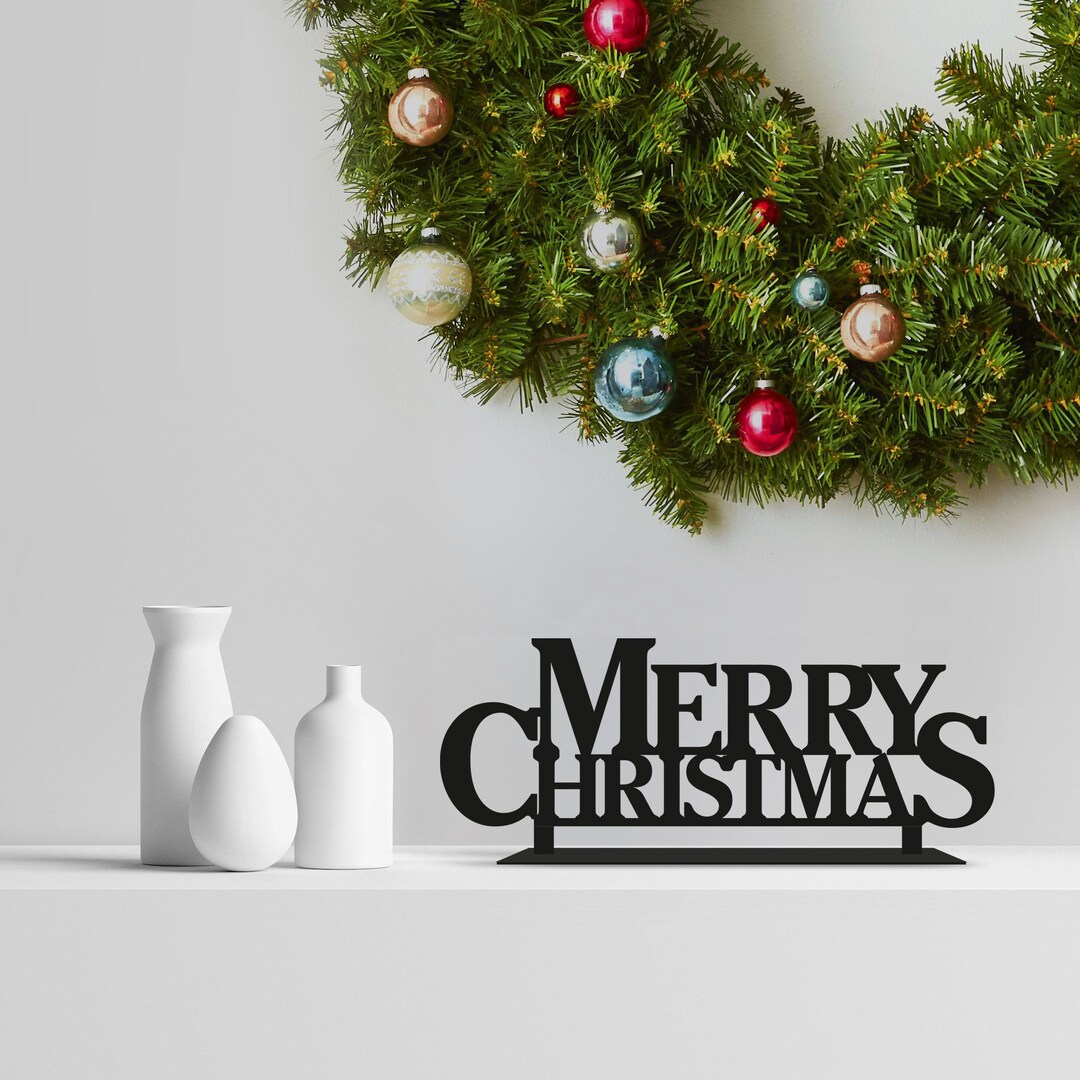 Merry Christmas Table Metal Sign With Metal Stand - Personalized Name ...