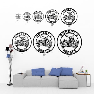 Customizable Round Chopper Signs - Personalized Motorbike Named Wall ...