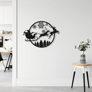 Santa Sleigh Metal Wall Art – Rustic Christmas Decoration - Etsy