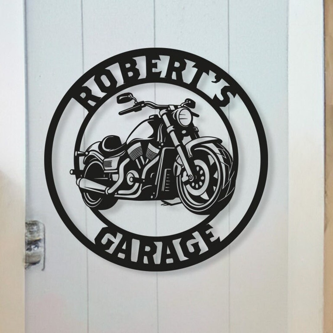 Customizable Round Chopper Signs - Personalized Motorbike Named Wall ...