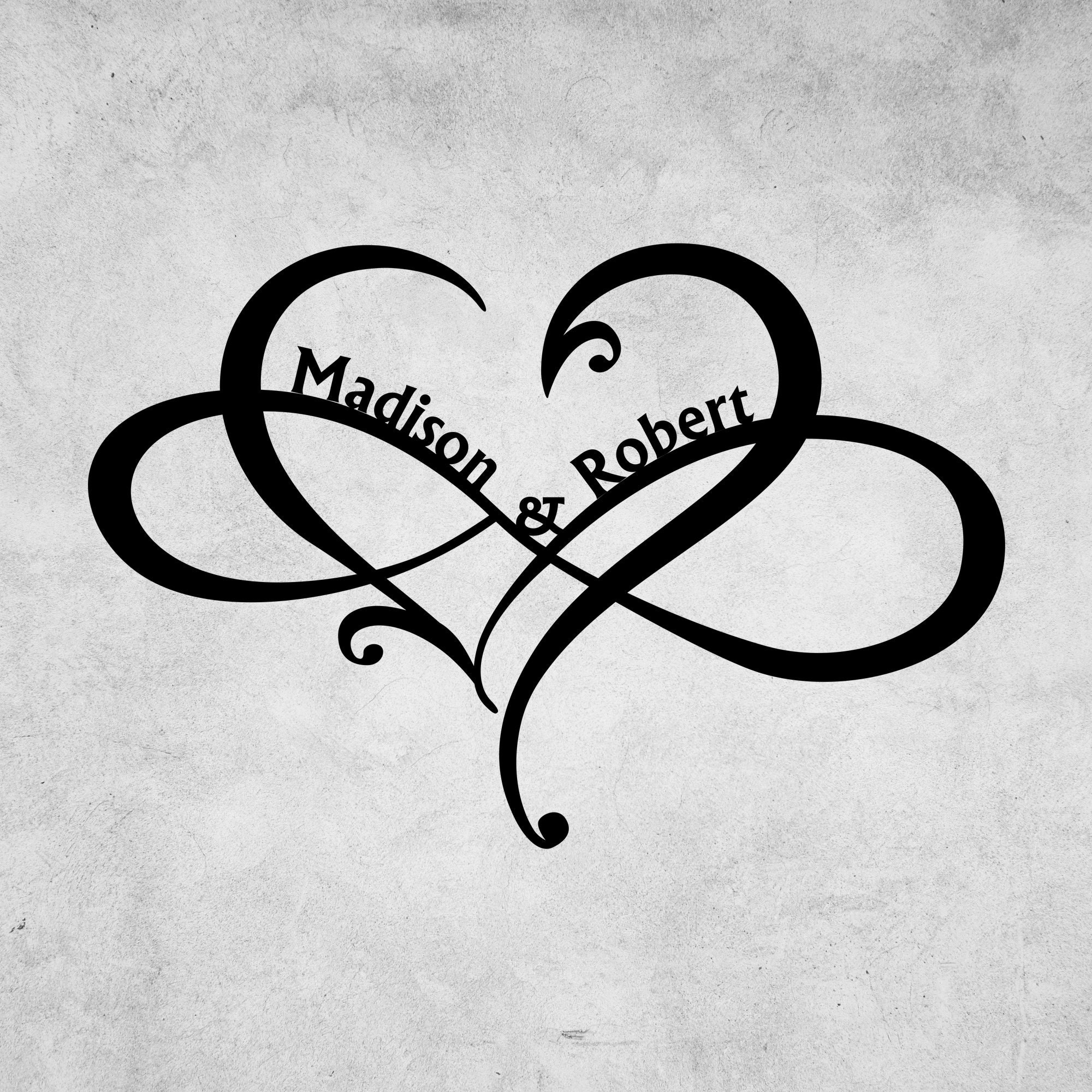 Customizable Love Heart Metal Signs - Personalized Couple Names Decor ...
