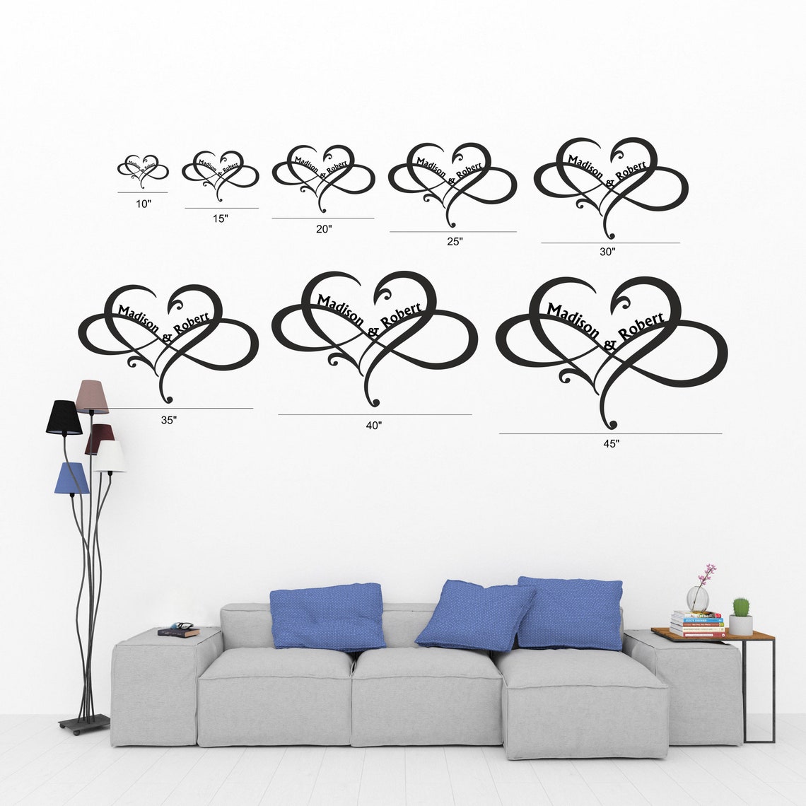 Customizable Love Heart Metal Signs - Personalized Couple Names Decor ...