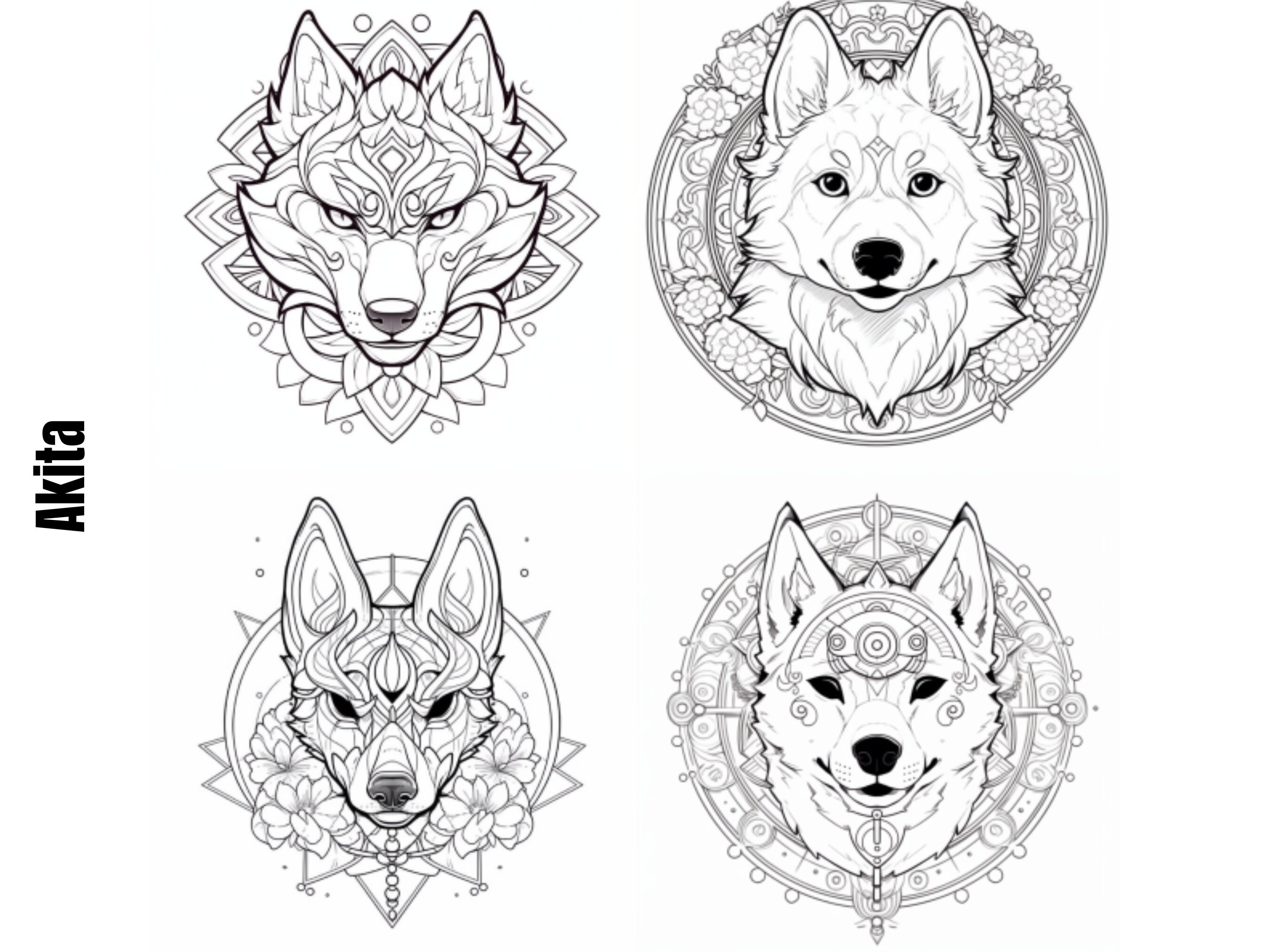 Dog Breed Coloring Pages - Midjourney Prompts Collection Mandala Theme ...