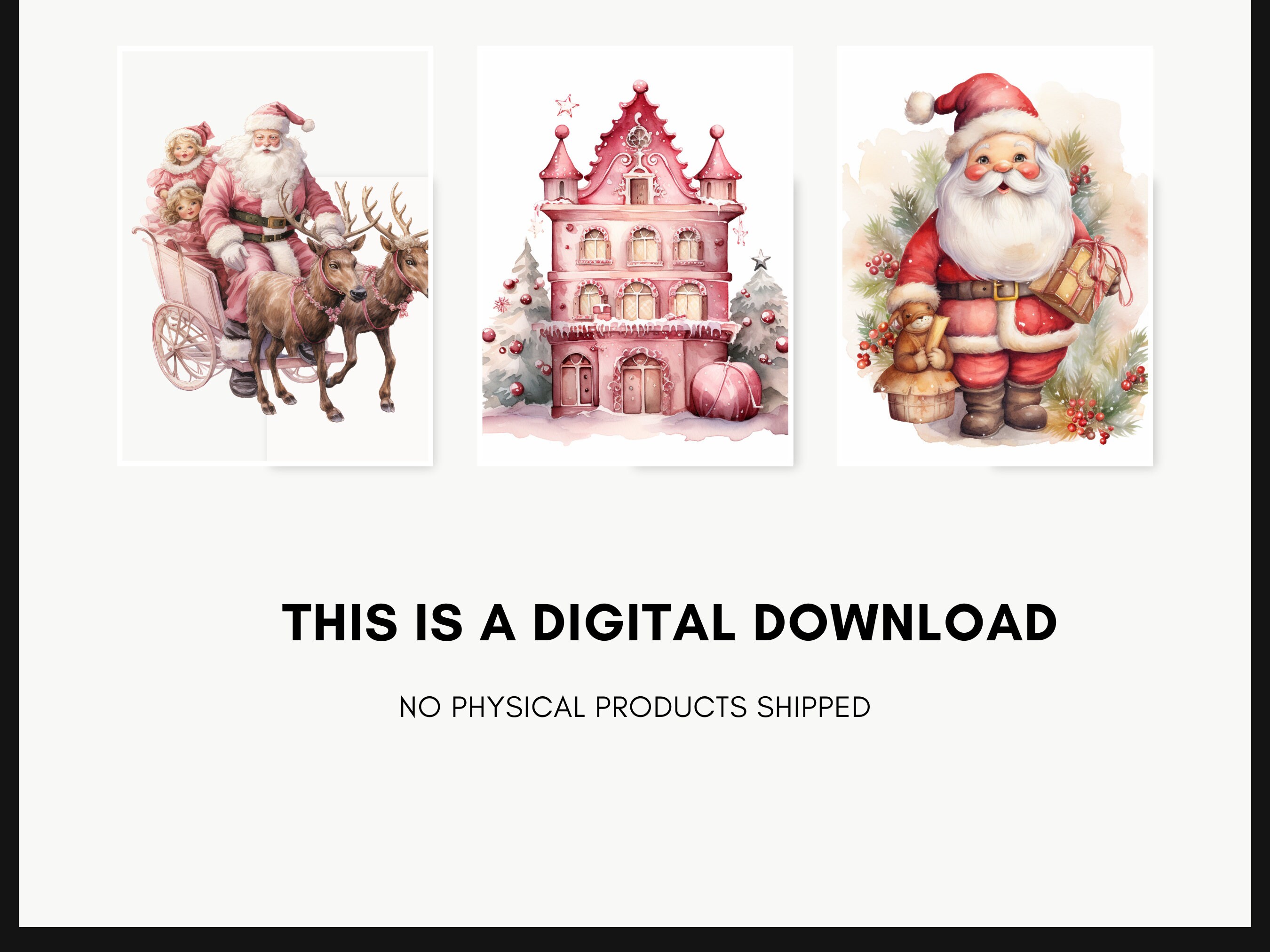 75 Watercolor Pink Christmas Clipart PNG Bundle Pink Winter Christmas ...