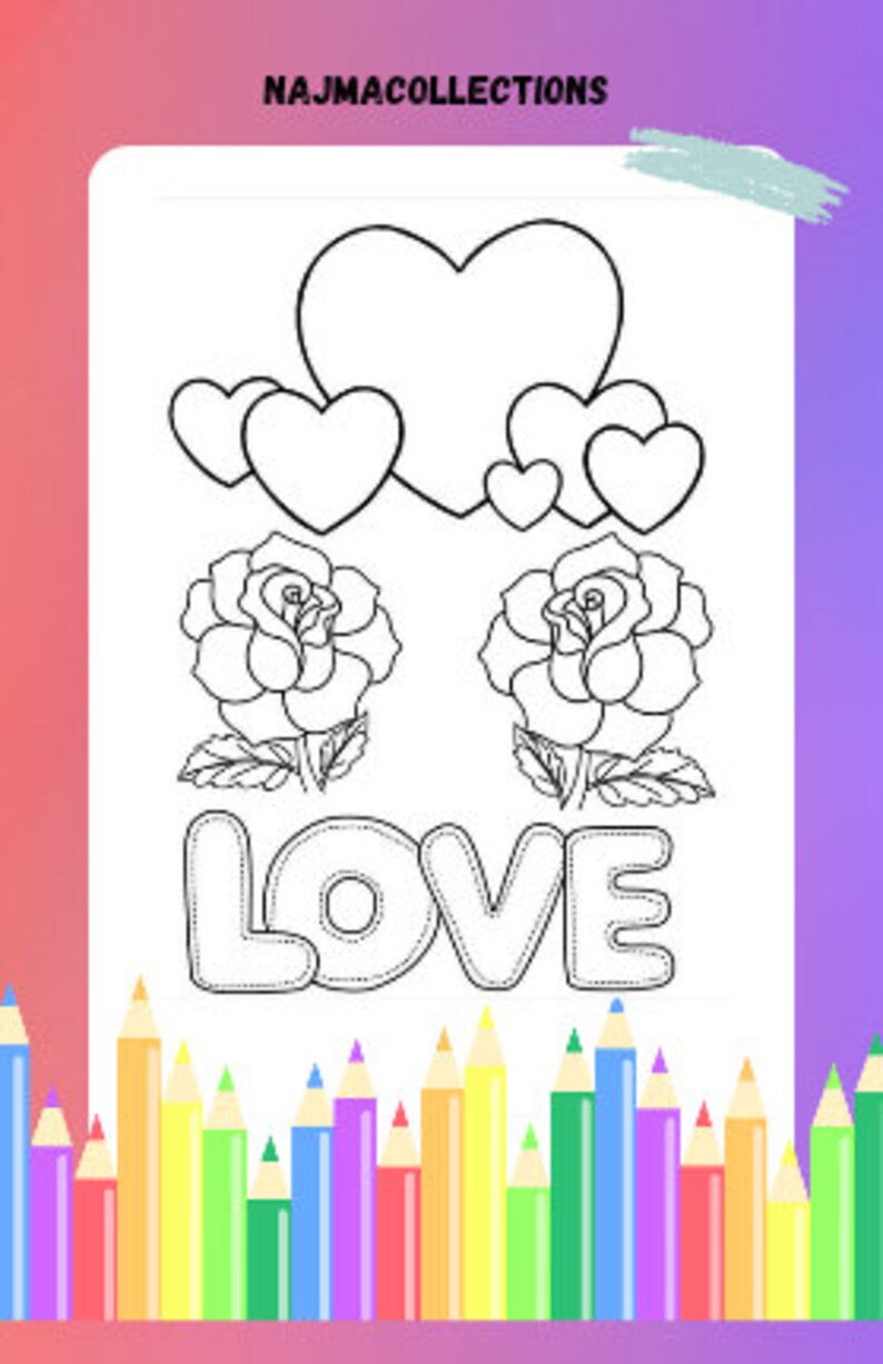 Love Digital Coloring Book for Kids to Draw - Etsy