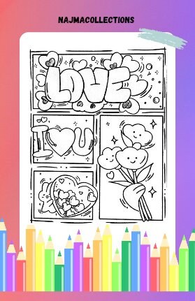 Love Digital Coloring Book for Kids to Draw - Etsy
