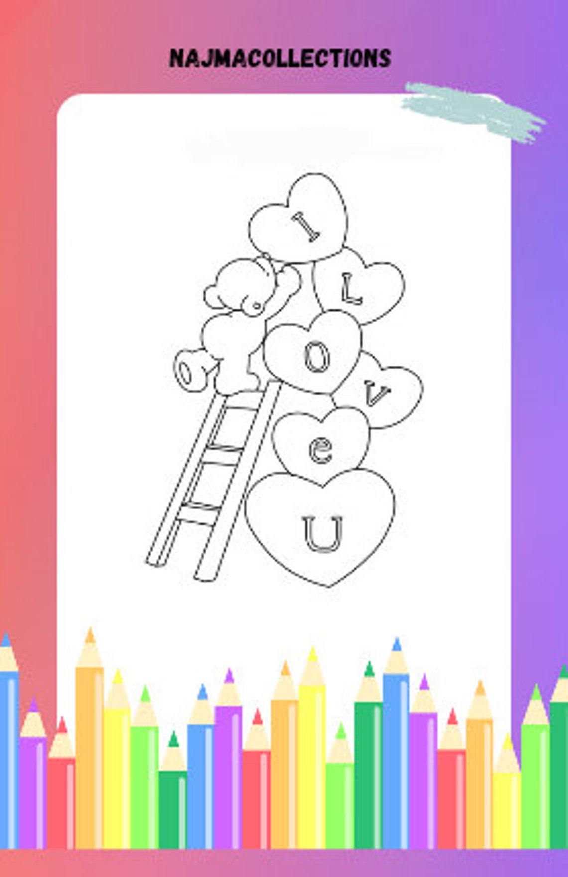 Love Digital Coloring Book for Kids to Draw - Etsy