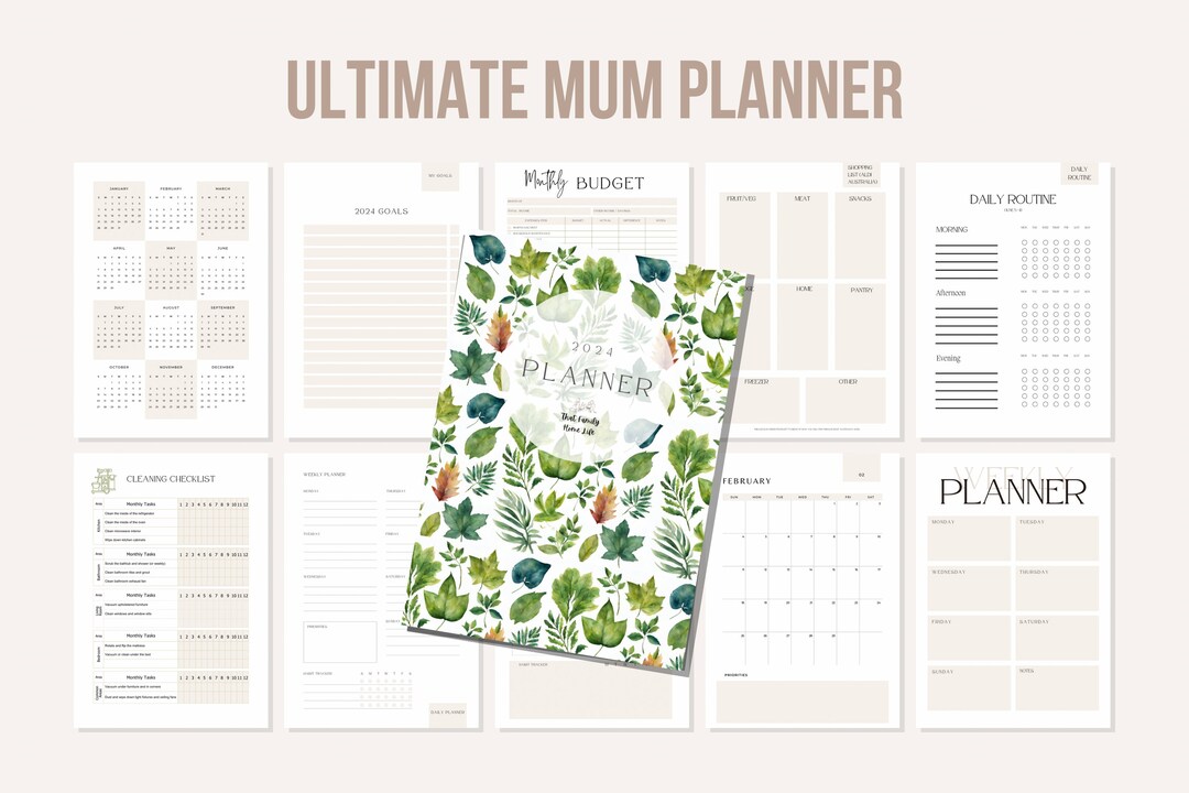 Ultimate Mum Planner, Cleaning Checklist, Meal Planner, Budget Planner ...