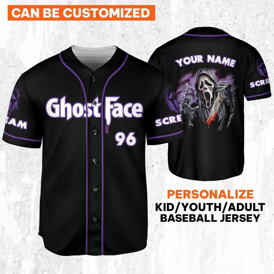 Personalize Ghost Face Scream Black Purple Custom Baseball - Etsy