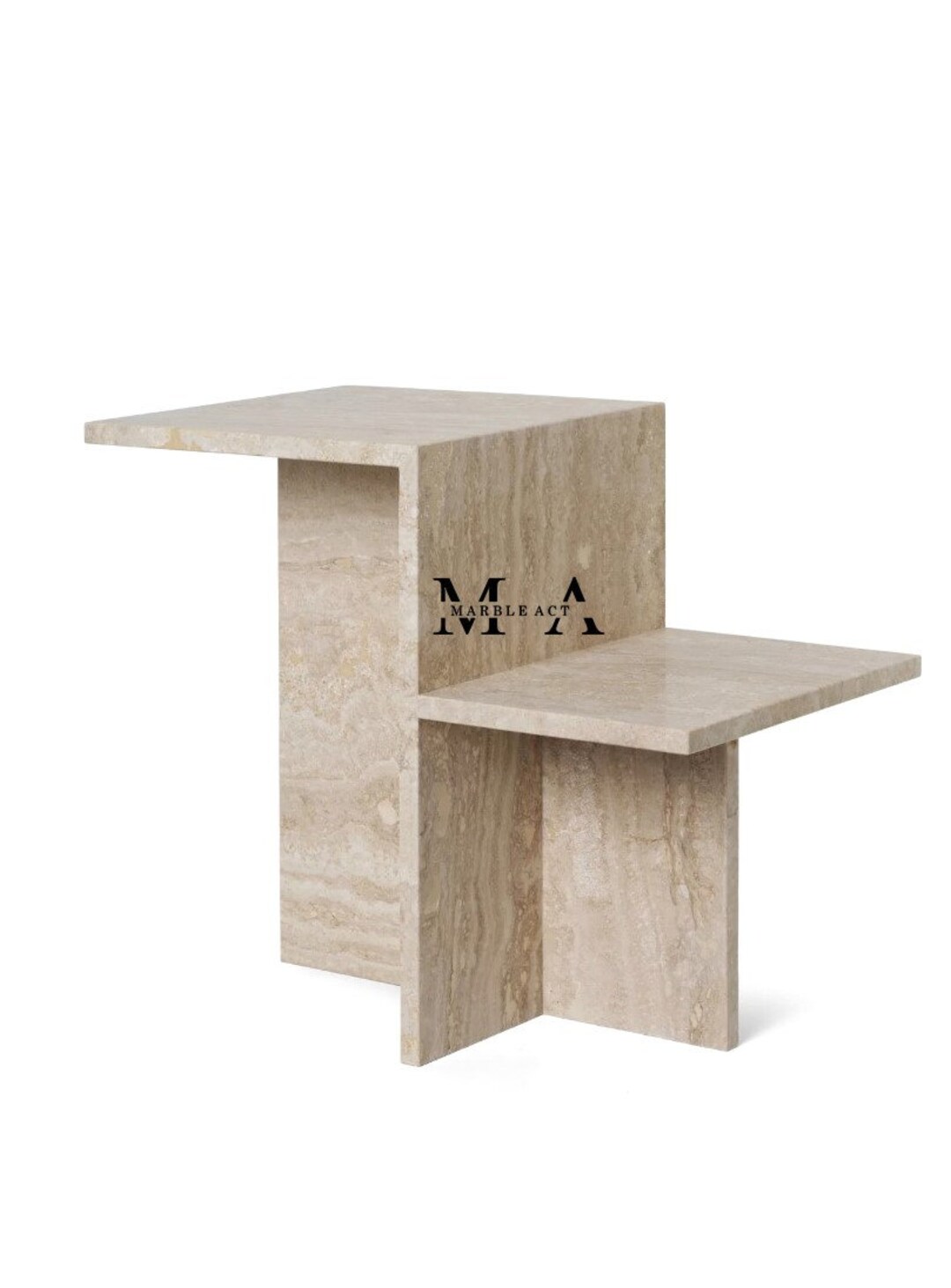 Cali Travertine Side Table - Etsy
