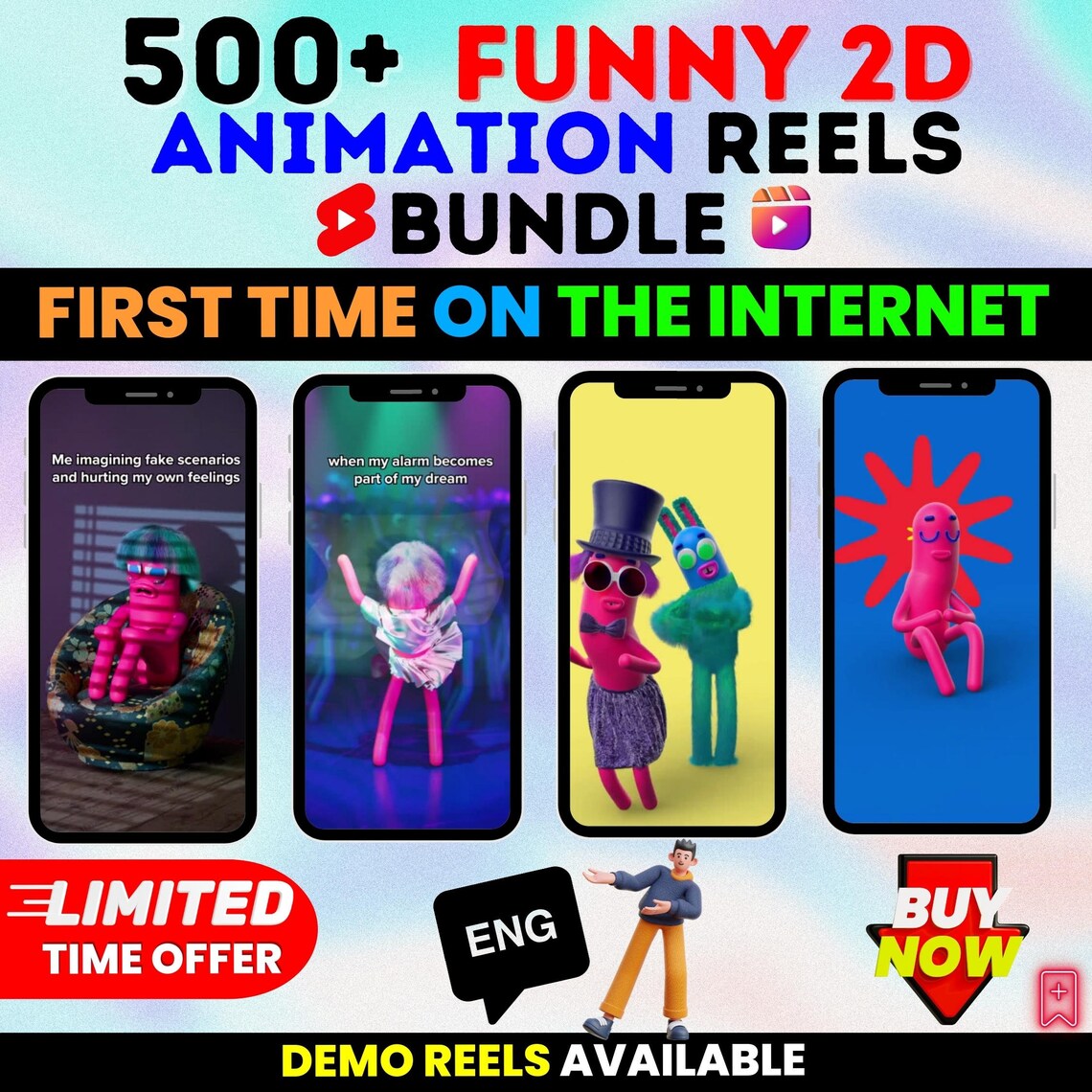 800+ Funny 2D Animation Reels/shorts Bundle in English - Etsy
