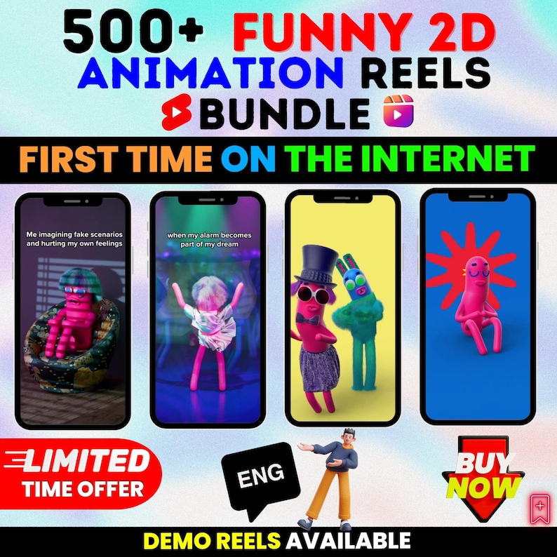 800+ Funny 2D Animation Reels/shorts Bundle in English - Etsy