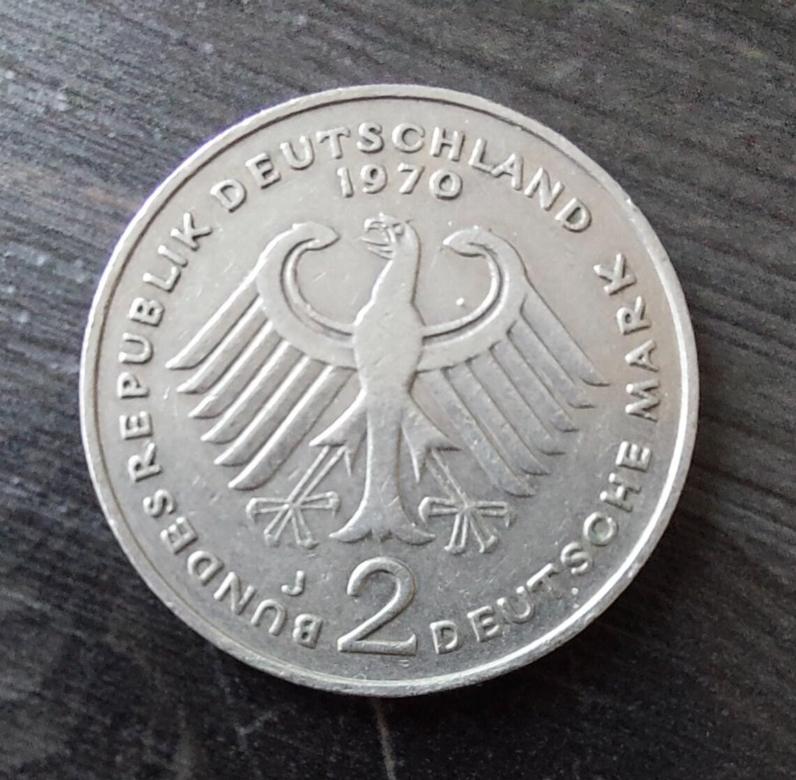 West Germany 2 Deutsche Mark Coin President Theodor Heuss 1970 1987 - Etsy
