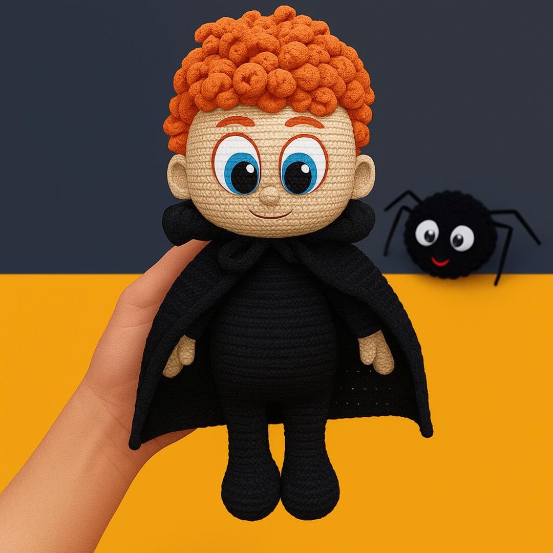 Handmade Vampire Dennis Amigurumi – Cute Crochet Halloween Doll, Spooky ...