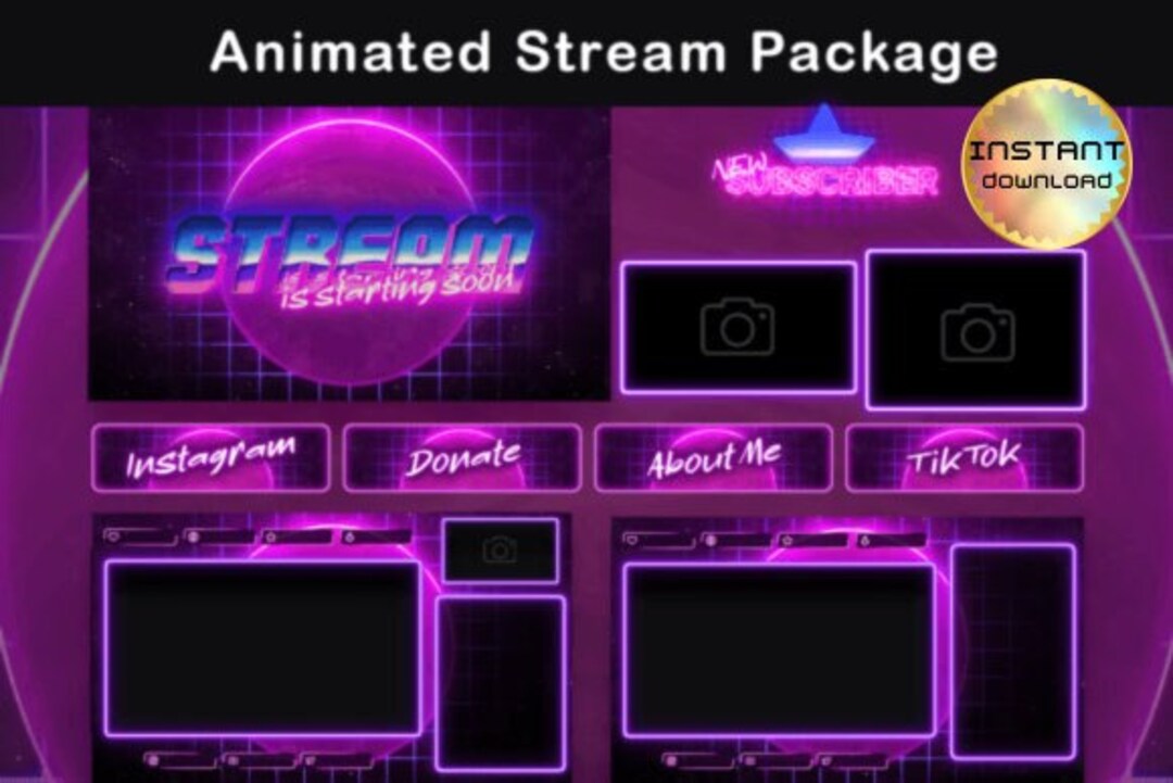 Animated Stream Package for Twitch, Youtube, Y2K, Animated Twitch ...
