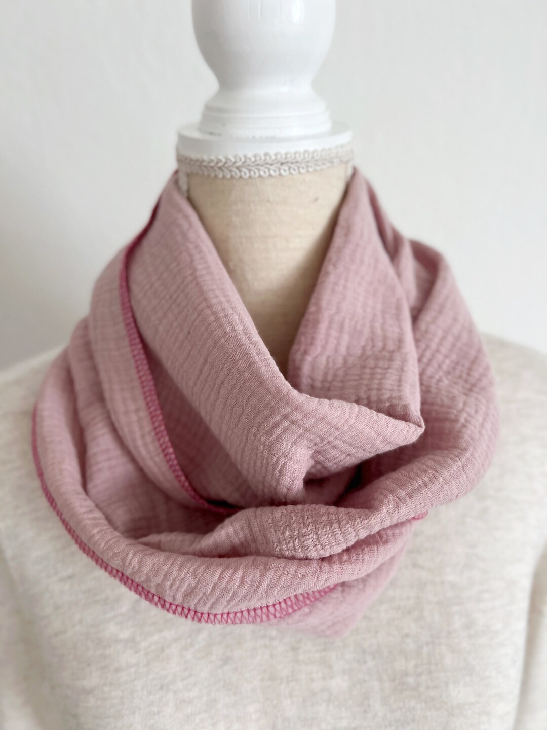 Loop Scarf Muslin Women's Summer Cotton Scarf Tube Scarf Reversible ...