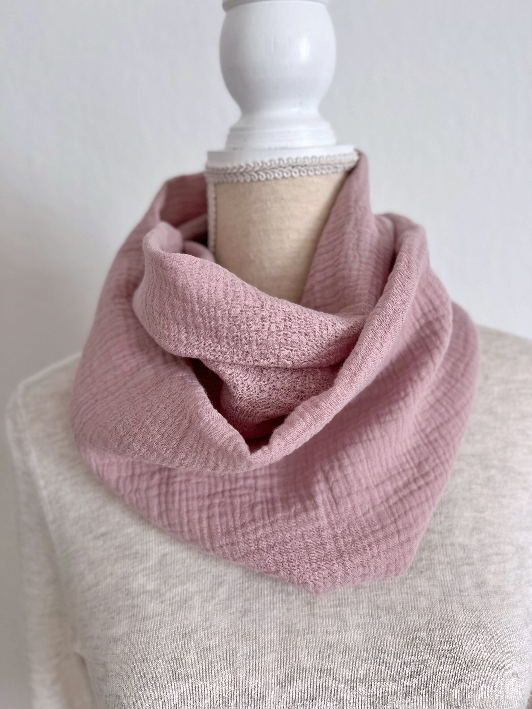 Loop Scarf Muslin Women's Summer Cotton Scarf Tube Scarf Reversible ...