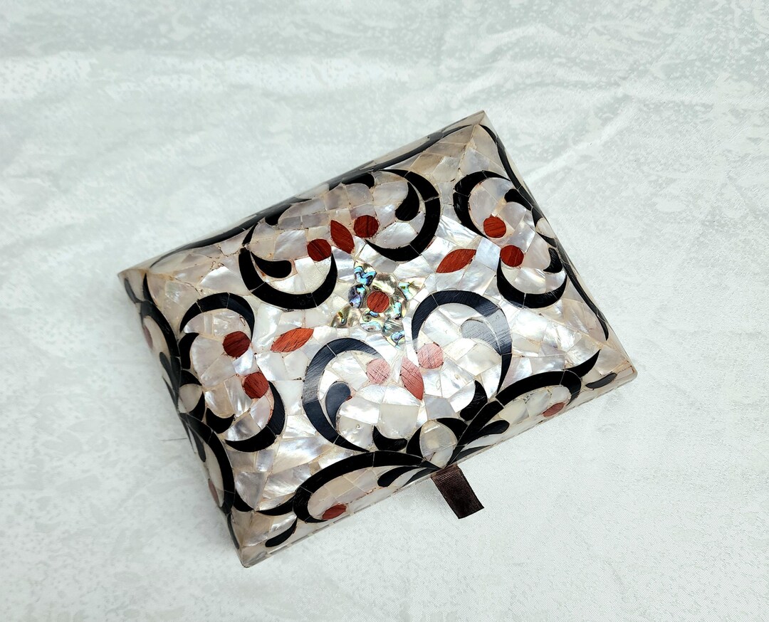 Handcrafted Syrian Mother of Pearl Inlay Jewelry Box Elegant Decorative ...
