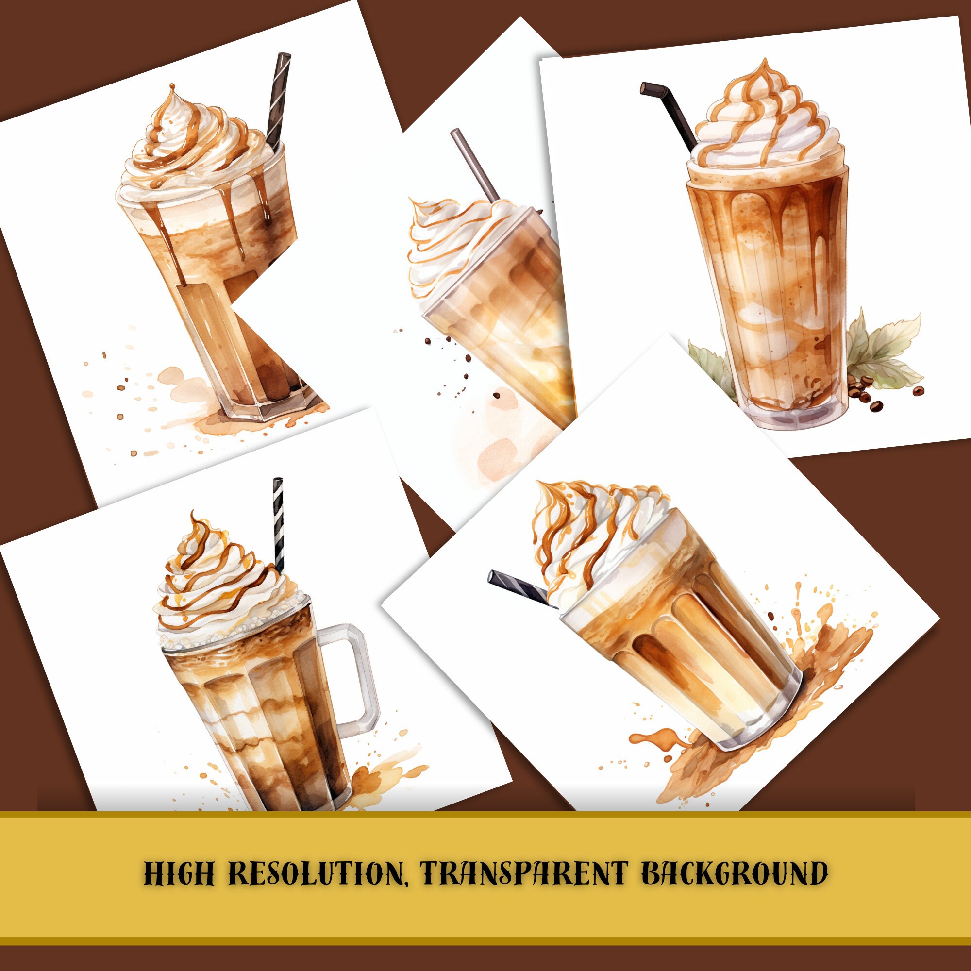 Watercolor Coffee Frappe Clipart Png⎥goodnotes Sticker⎥coffee ...