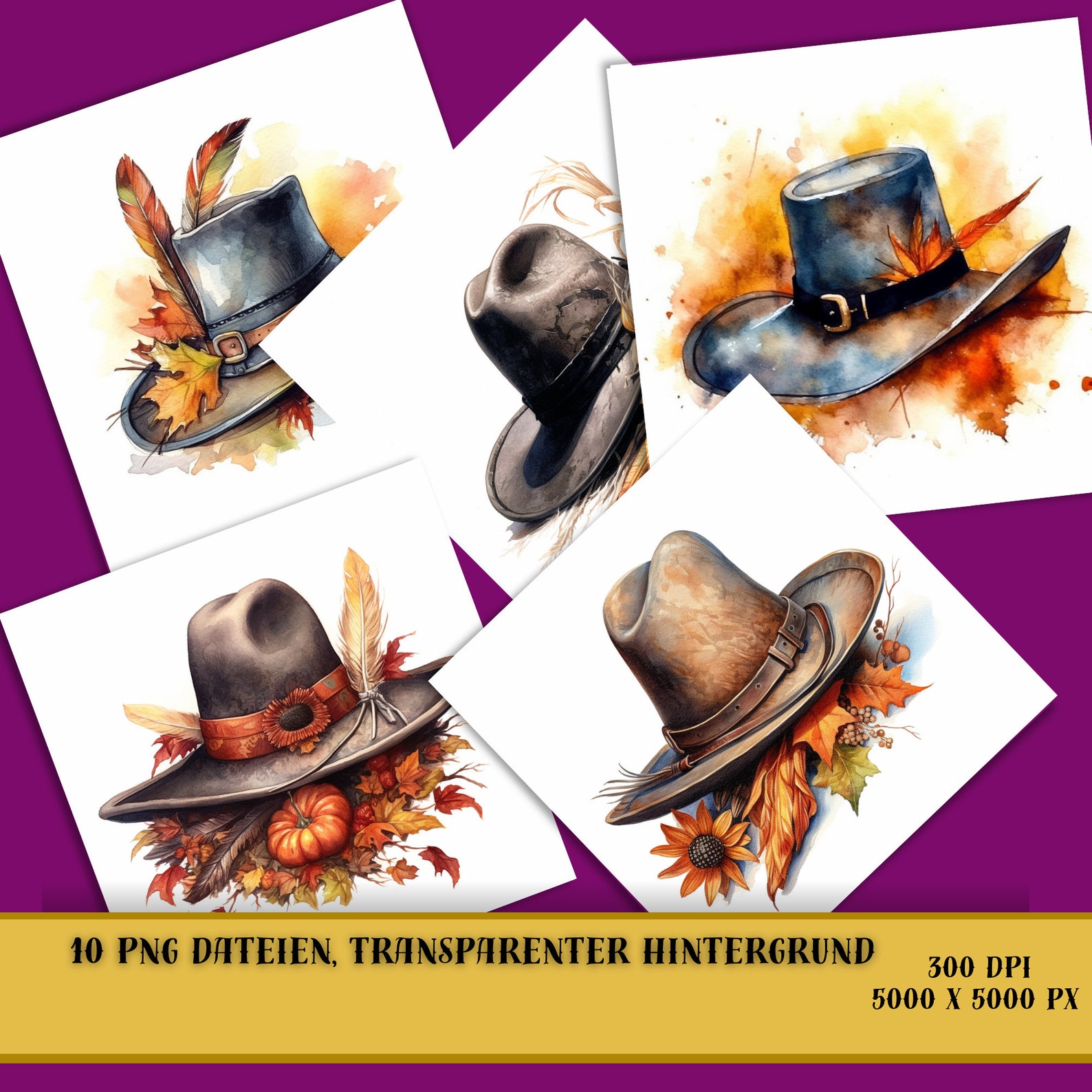 Watercolor Thanksgiving Pilgrim Hat Clipart⎥thanksgiving Clipart ...