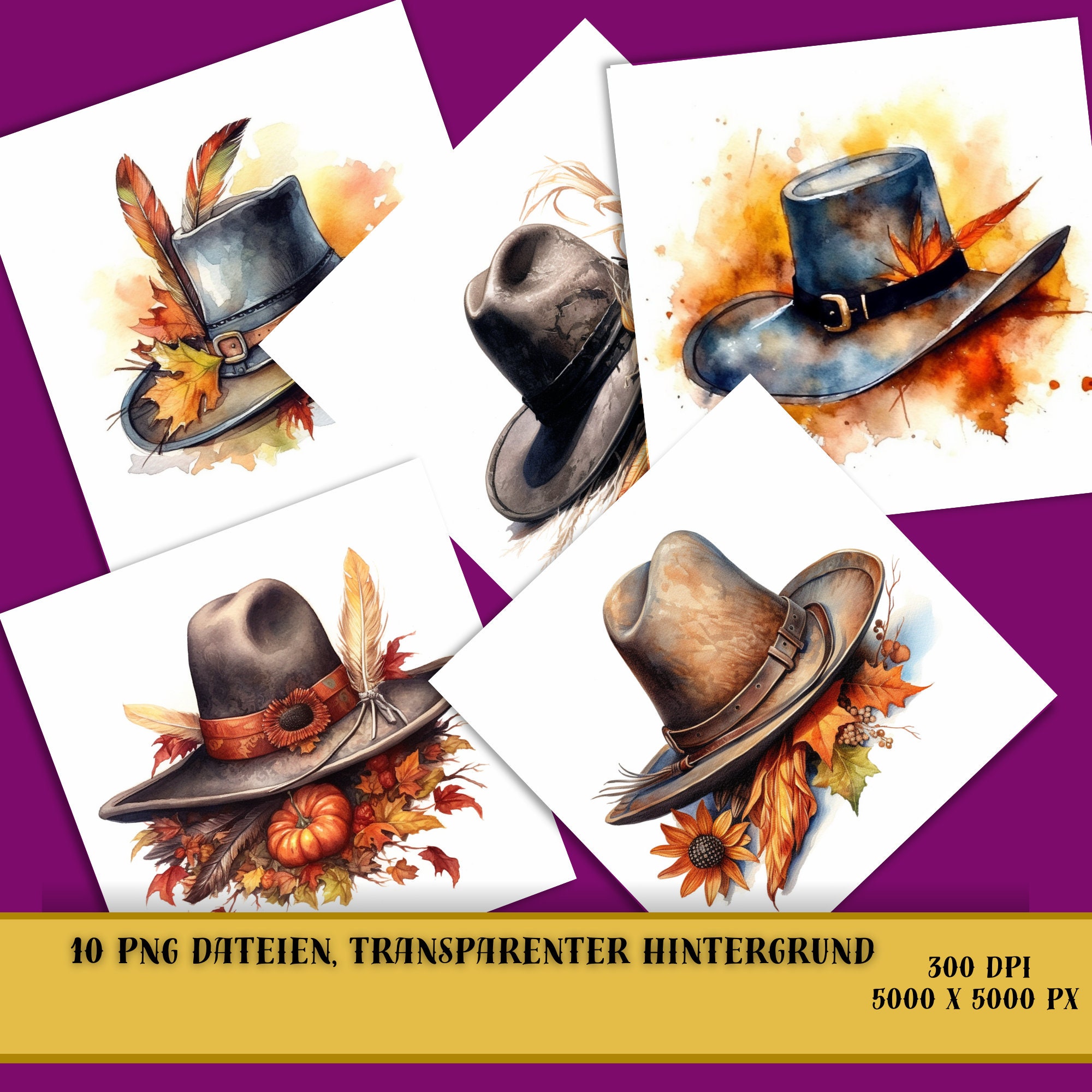 Watercolor Thanksgiving Pilgrim Hat Clipart⎥thanksgiving Clipart ...