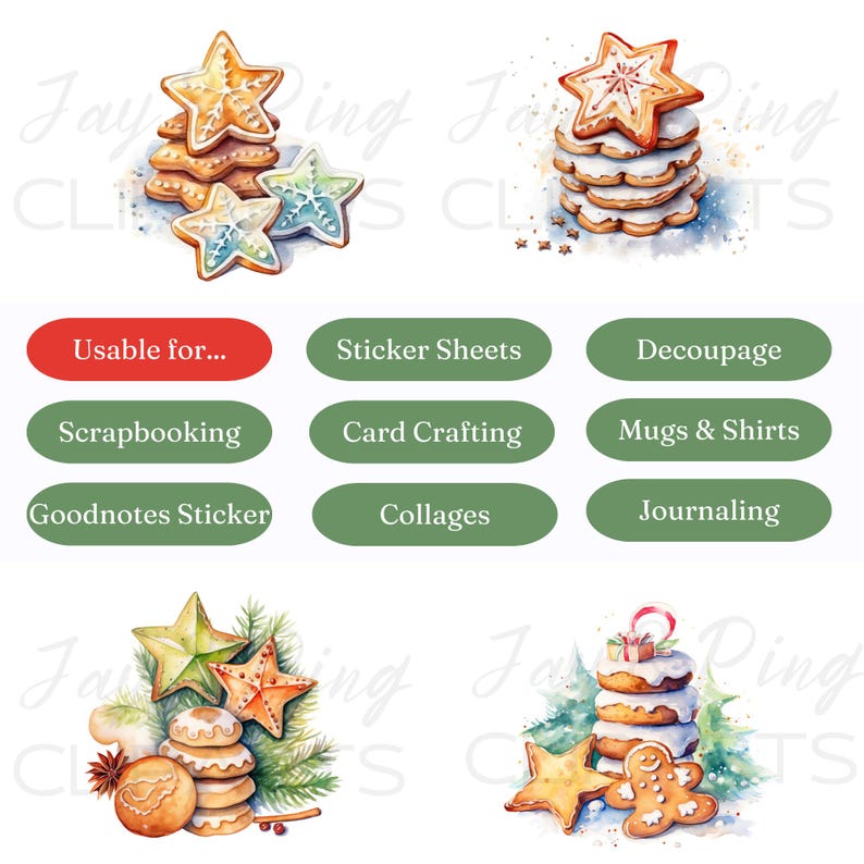 Watercolor Christmas Cookies Clipart Png⎥holiday Baking⎥digital ...