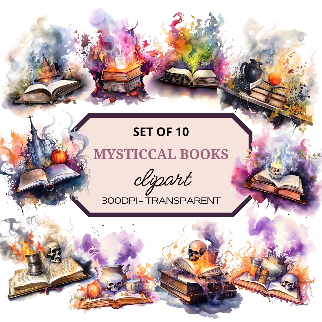 Mystical Books Clipart Png⎥watercolor Fantasy Book Png⎥digital Stickers ...