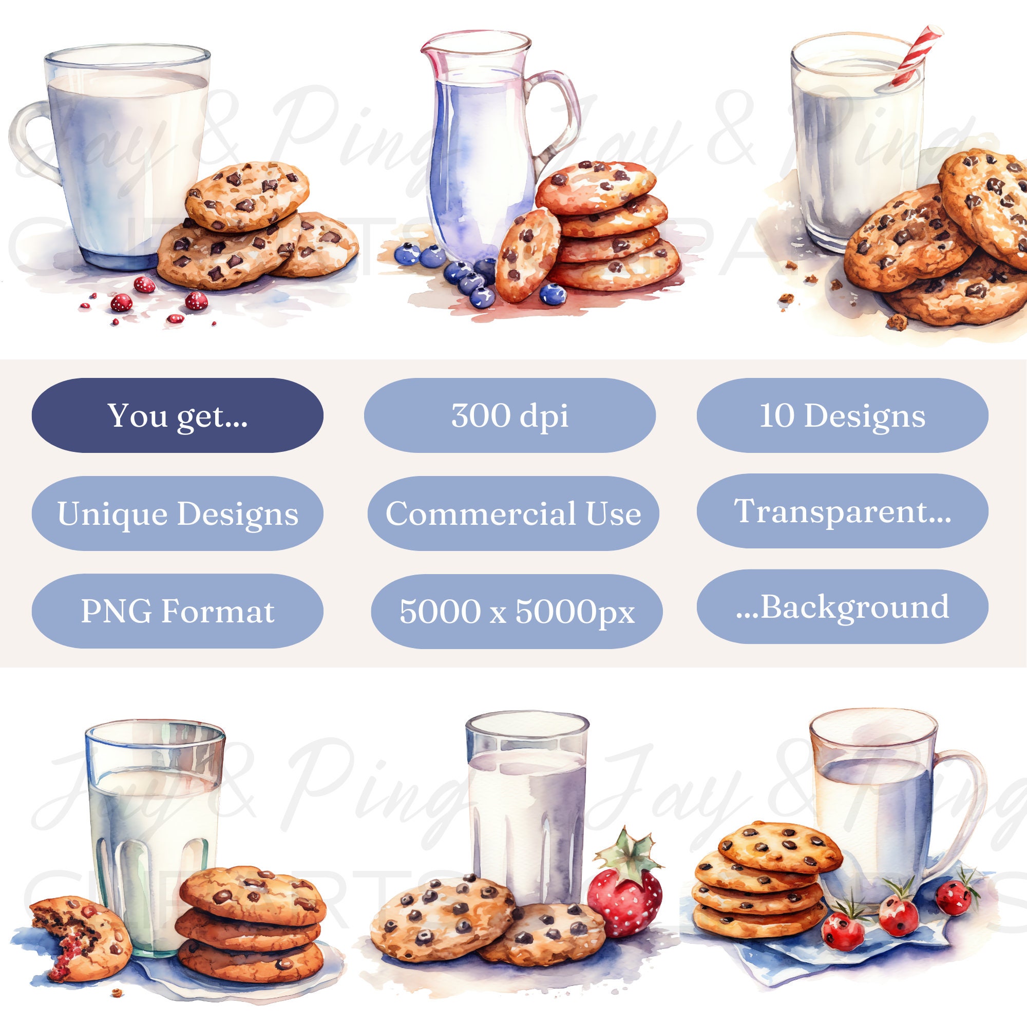 Milk and Cookies Clipart⎥watercolor Clipart Bundle⎥baking Clipart ...