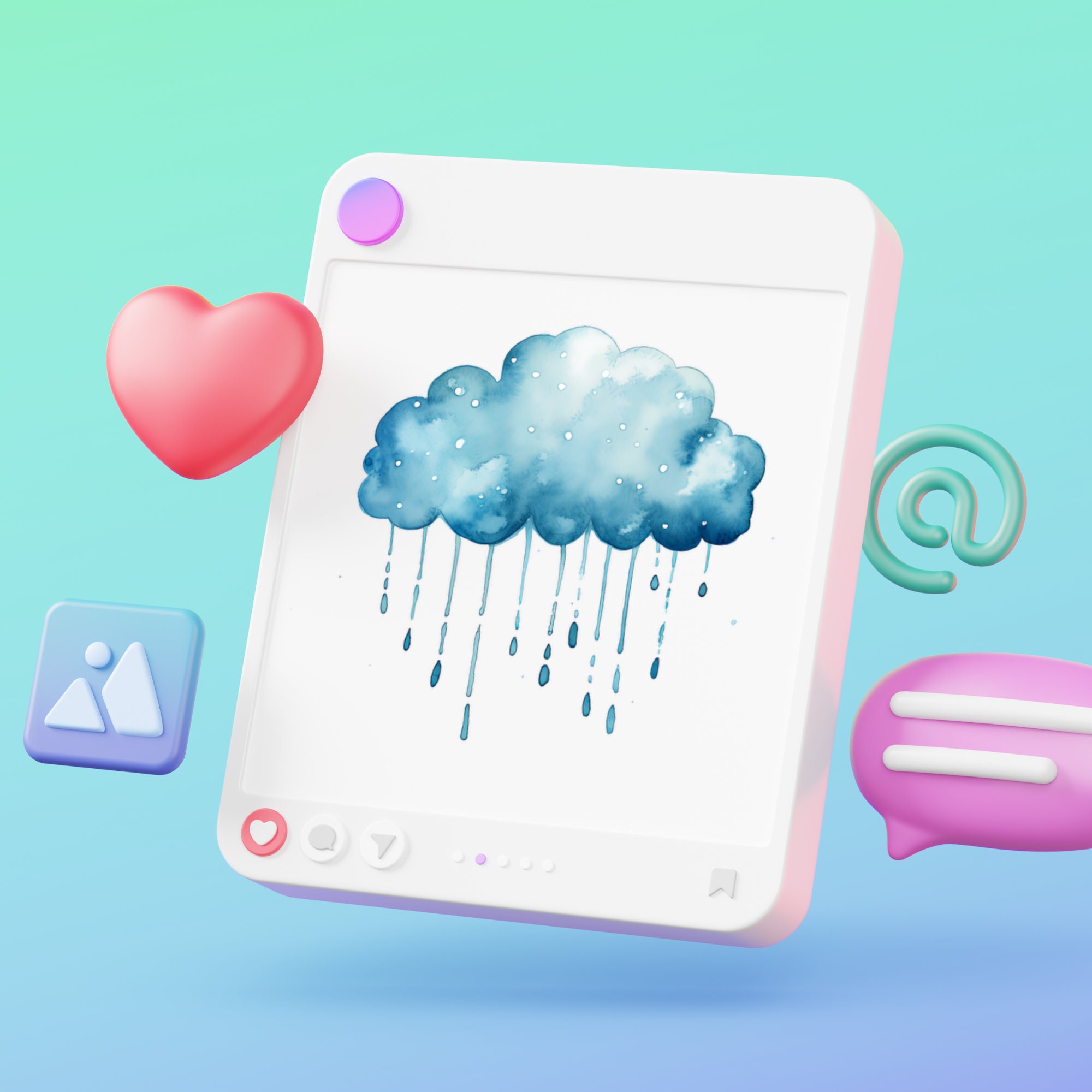 Watercolor Raining Clouds Clipart⎥goodnotes Sticker Rain⎥clipart Autumn ...