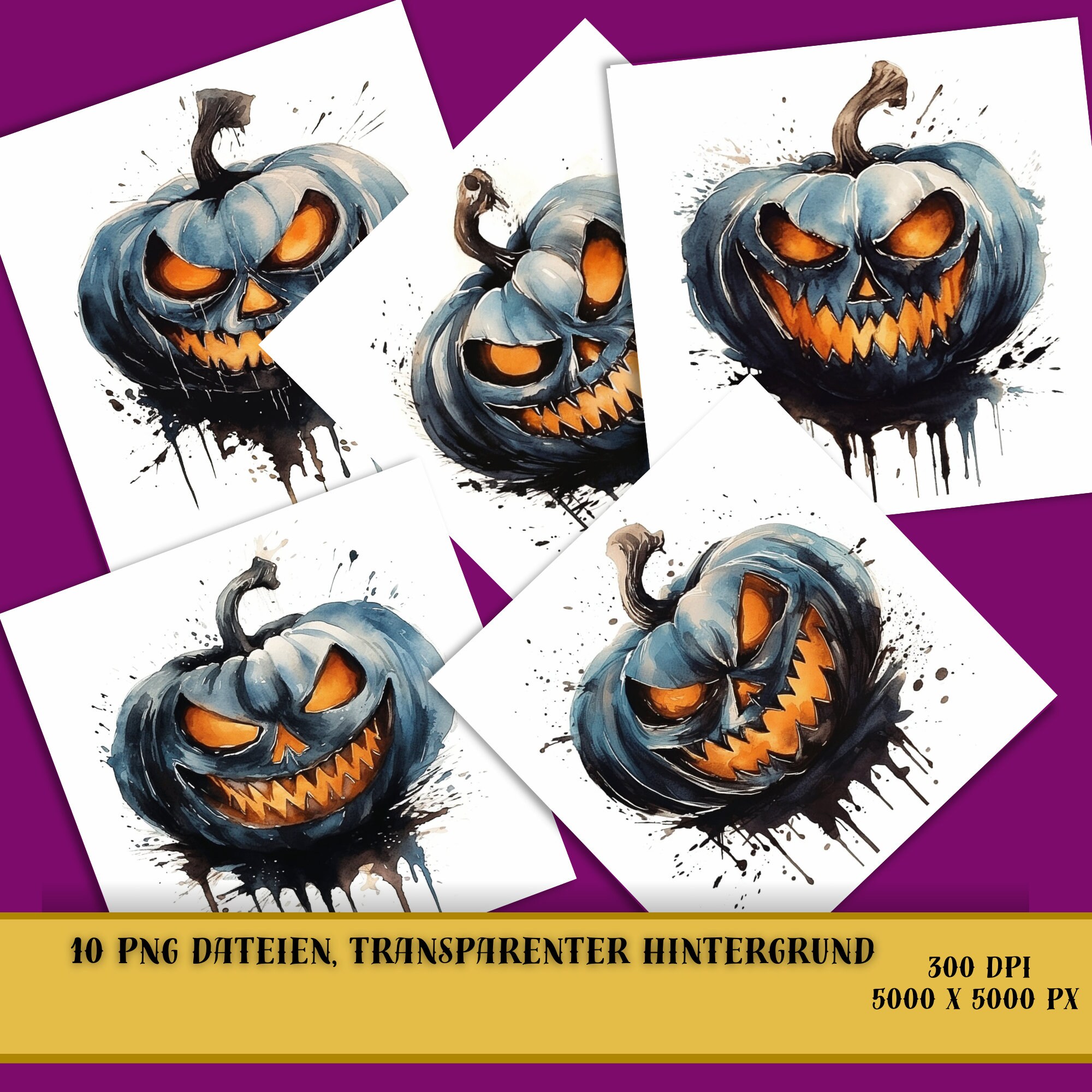 Watercolor Halloween Clipart Png⎥clipart Pumpkin⎥digital Stickers ...