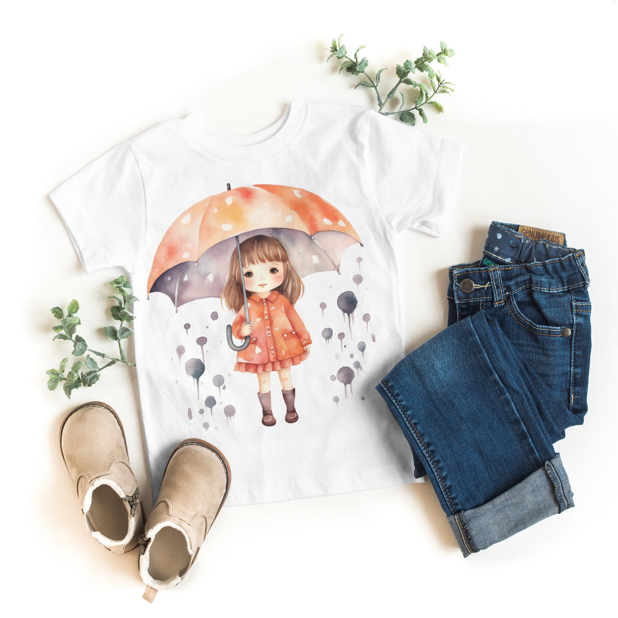 Watercolor Cute Umbrella Girl Clipart⎥clipart Autumn⎥umbrella Png⎥cozy ...