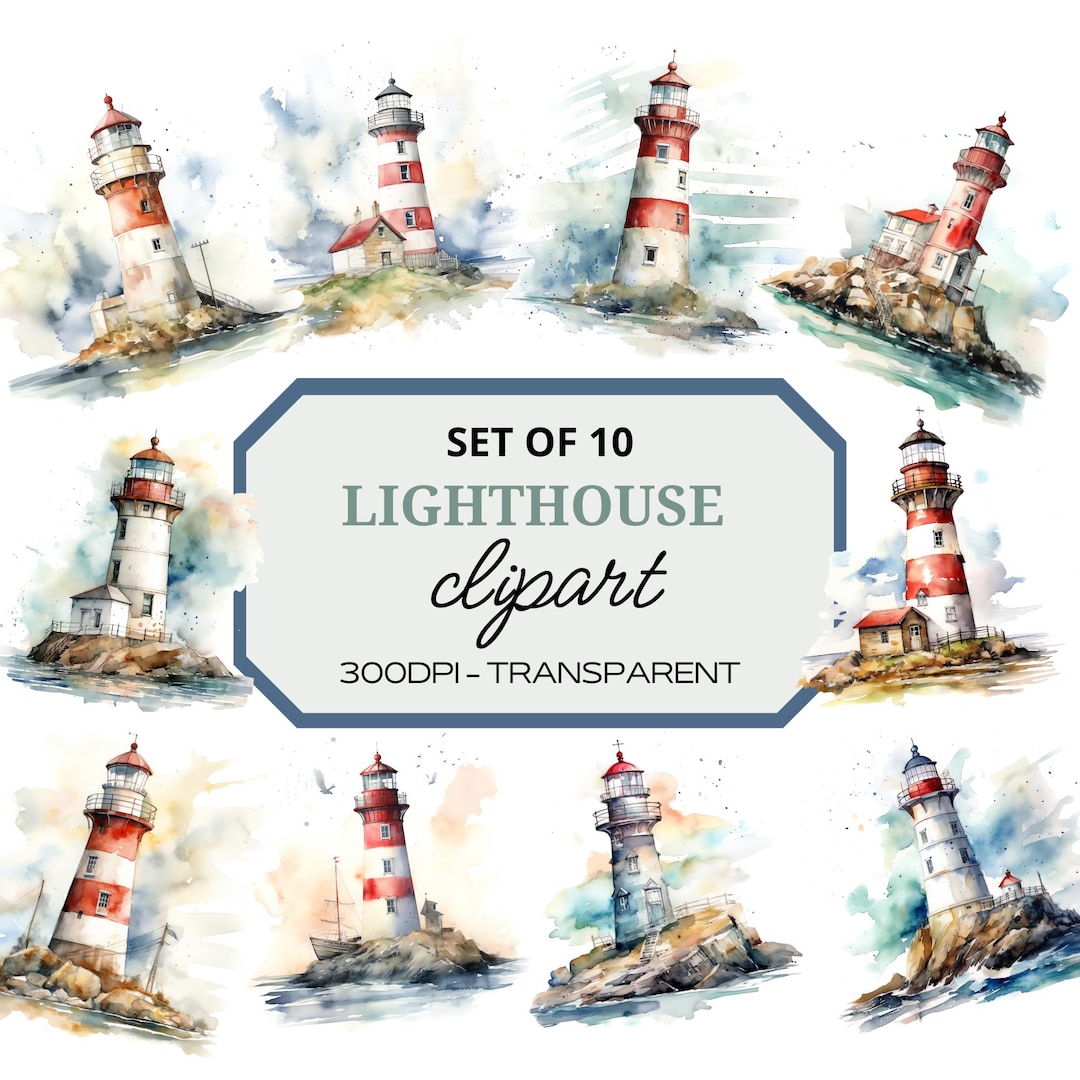 Lighthouse Clipart⎥watercolor Clipart Bundle⎥nautical Ocean Clip Art ...