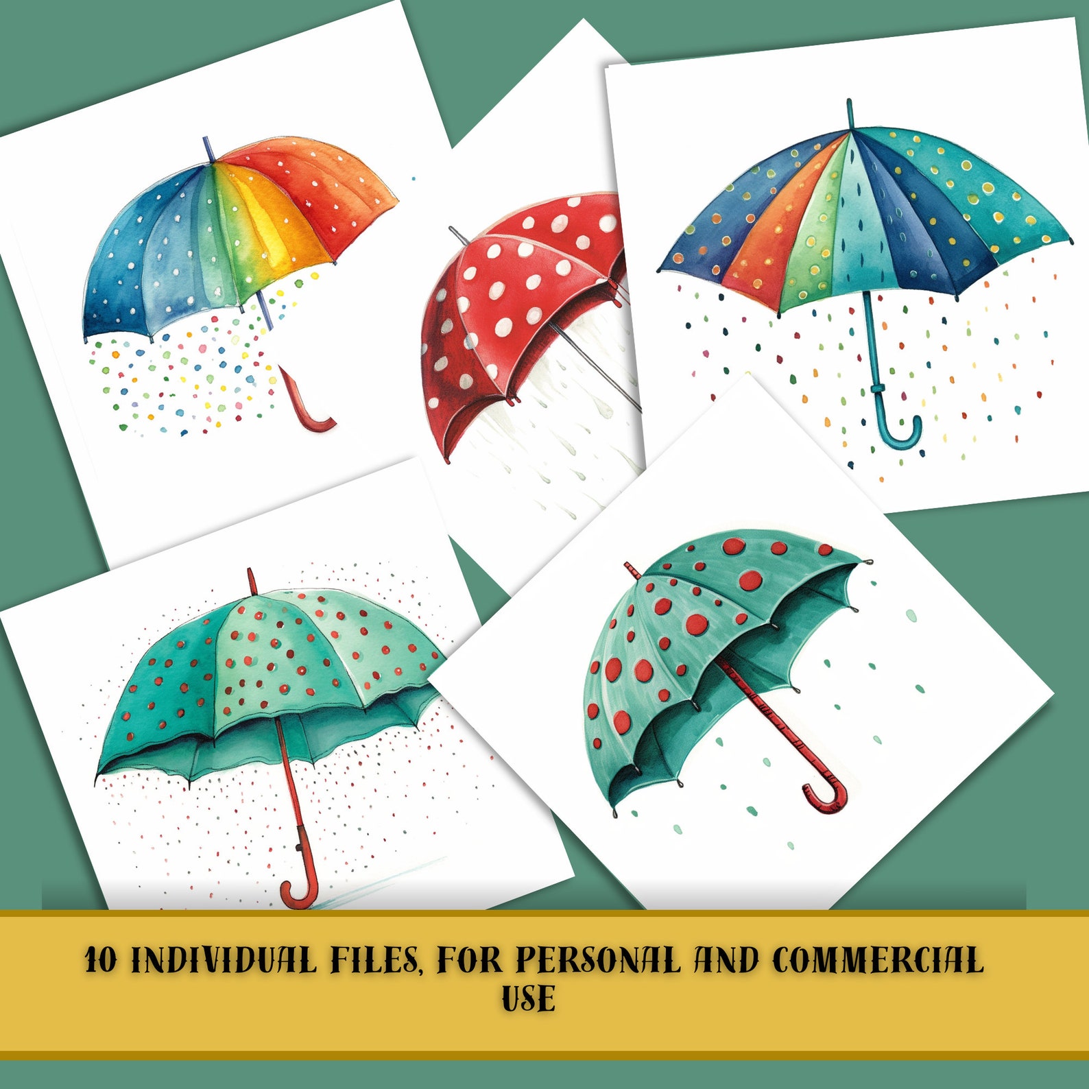 Watercolor Umbrella Clipart ⎥clipart Autumn Fall⎥umbrella Png⎥rainy Day ...
