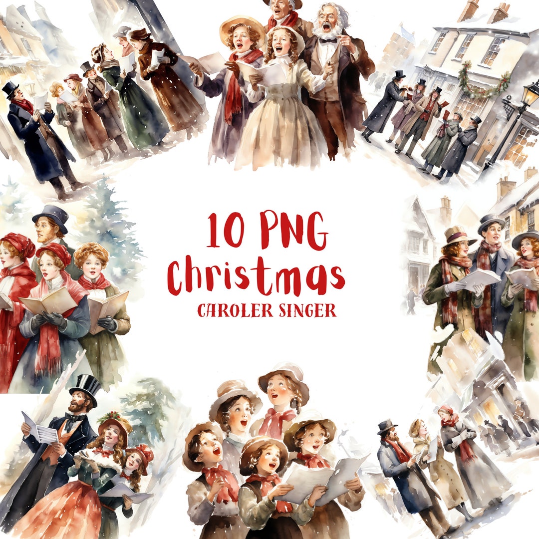 Watercolor Caroler Singer Clipart⎥christmas Png⎥digital Stickers ...