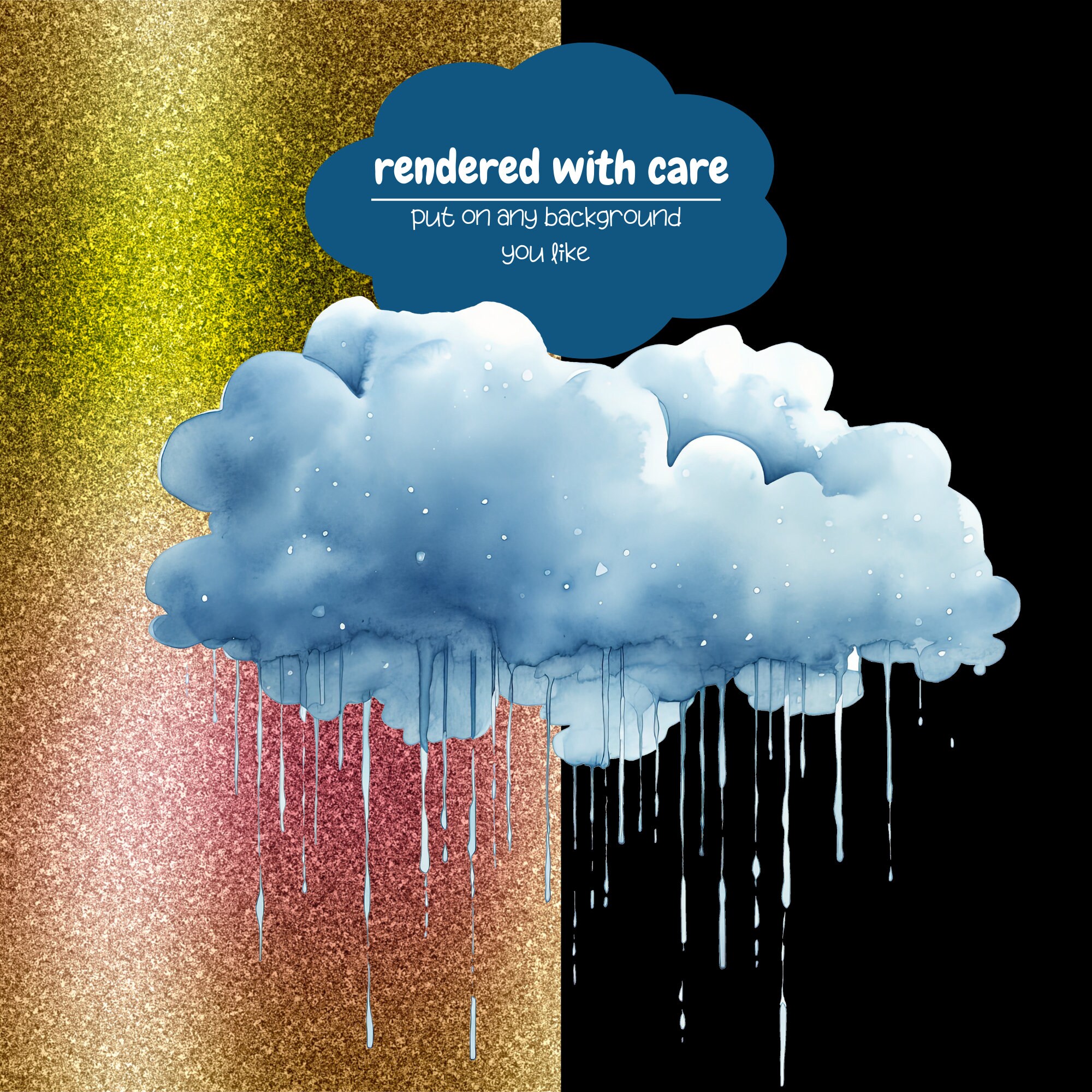 Watercolor Raining Clouds Clipart⎥goodnotes Sticker Rain⎥clipart Autumn ...