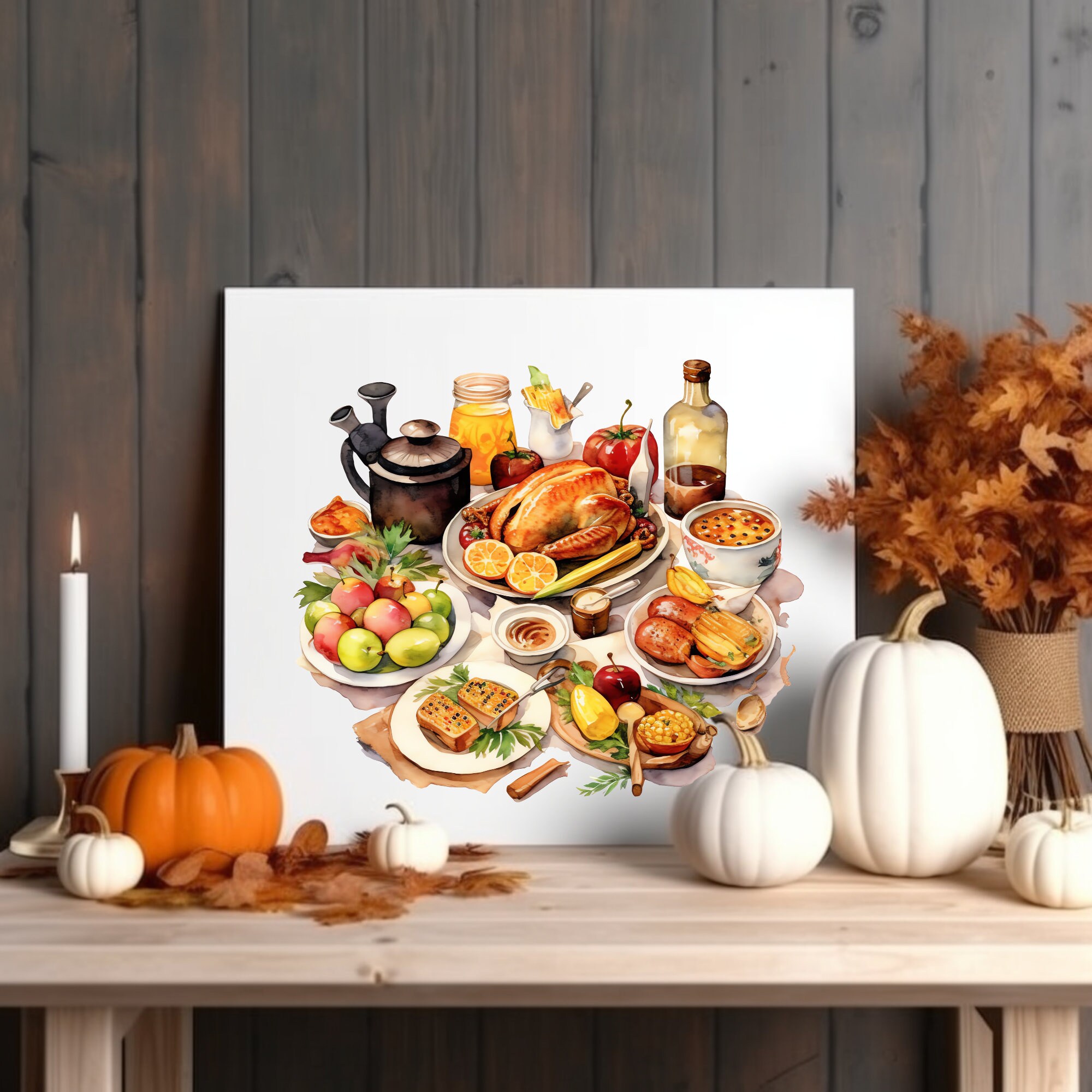 Watercolor Turkey Dinner Clipart⎥thanksgiving Clipart⎥food Clipart ...