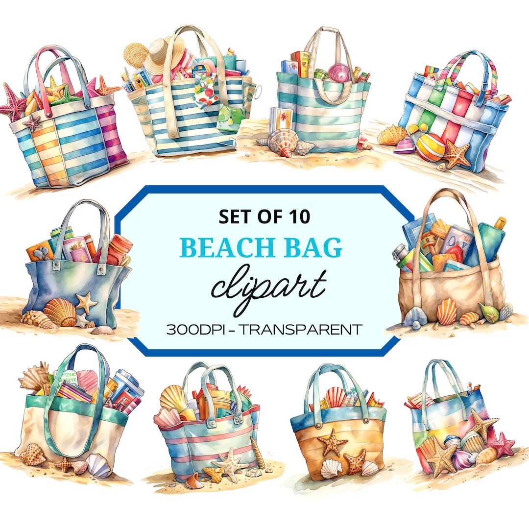 Beach Bag Clipart⎥watercolor Clipart Bundle⎥nautical Ocean Clip Art ...