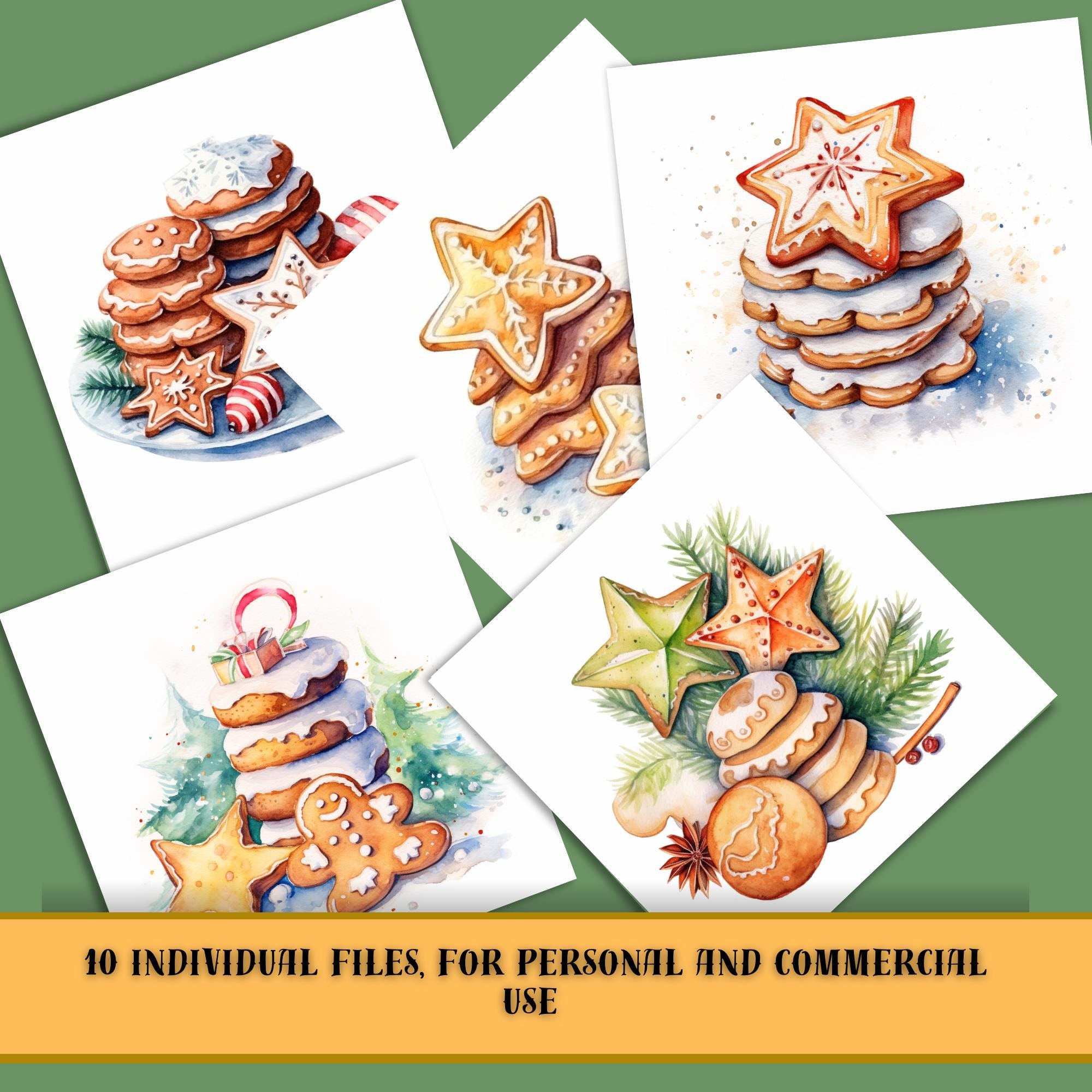 Watercolor Christmas Cookies Clipart Png⎥holiday Baking⎥digital ...