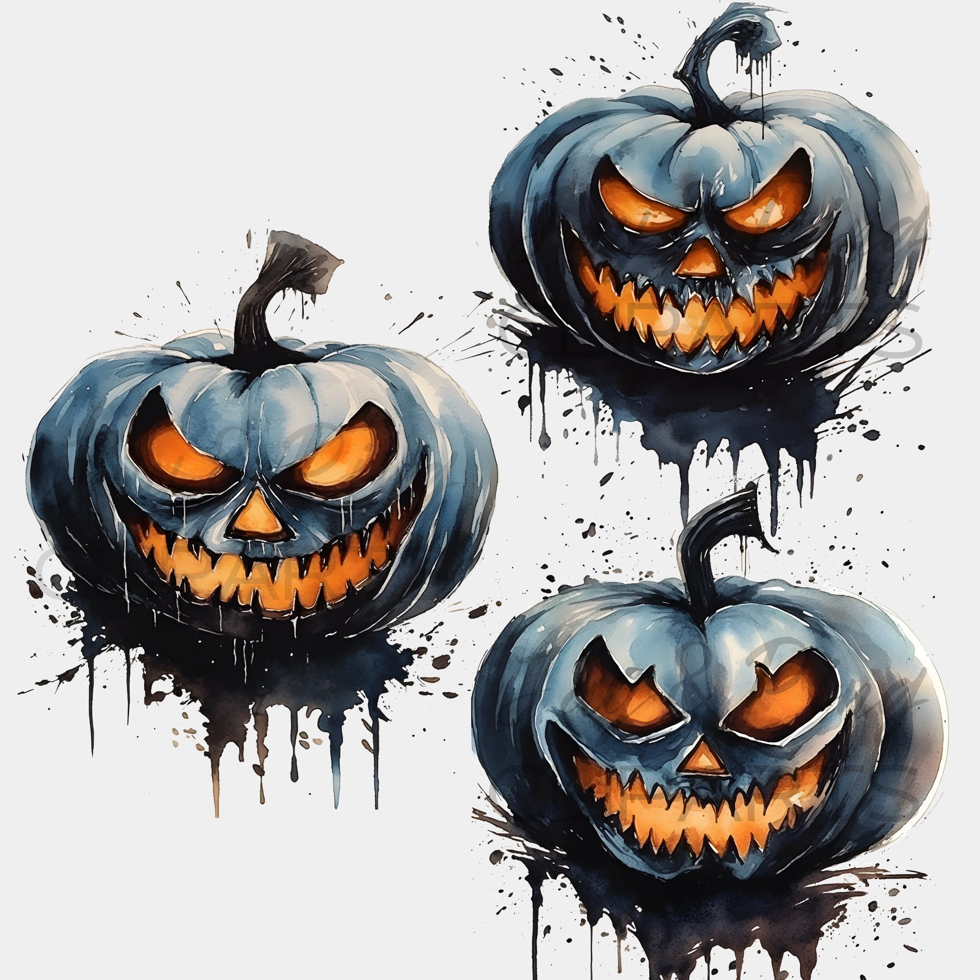 Watercolor Halloween Clipart Png⎥clipart Pumpkin⎥digital Stickers ...