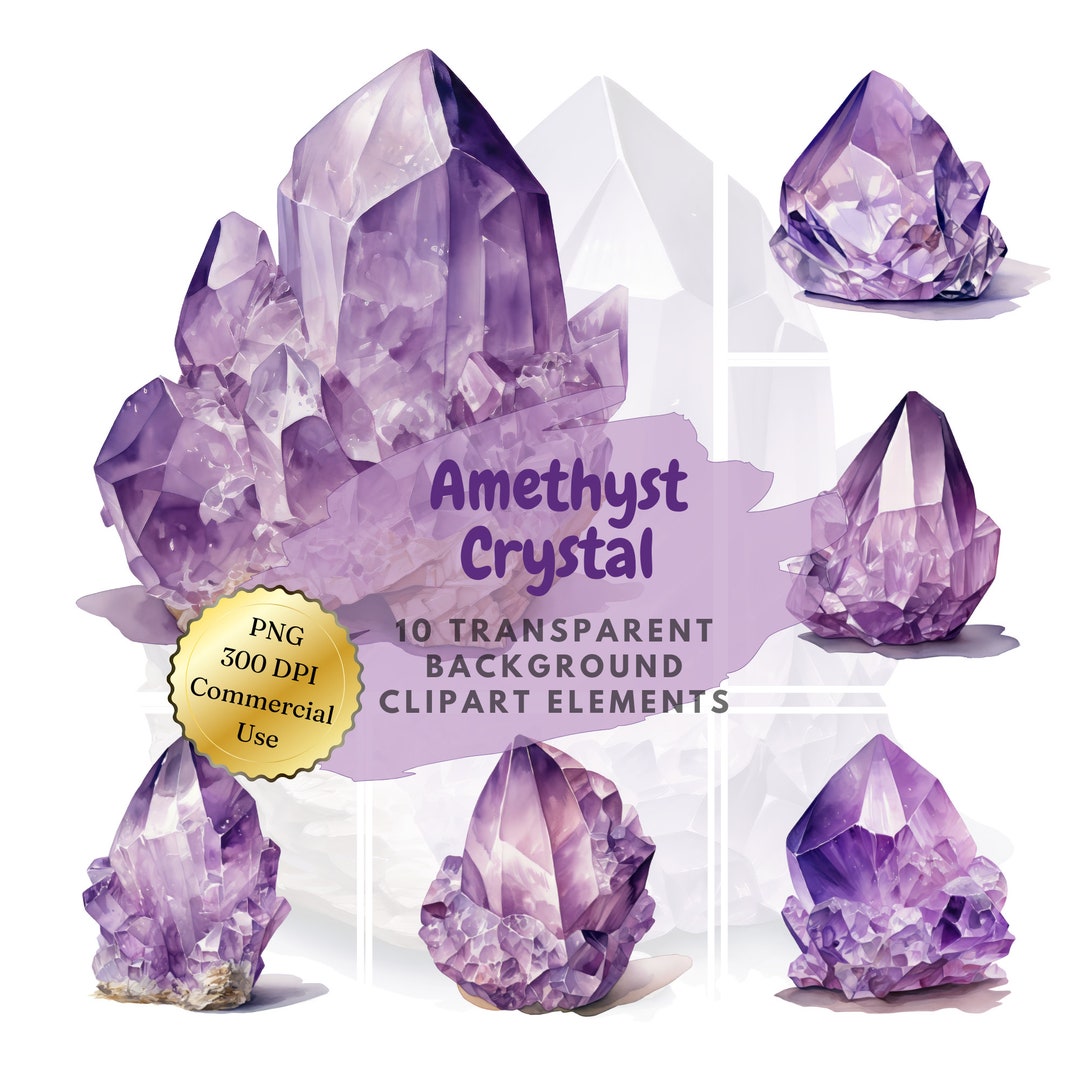 Watercolor Raw Amethyst Clipart⎥goodnotes Sticker⎥crystal Illustration ...